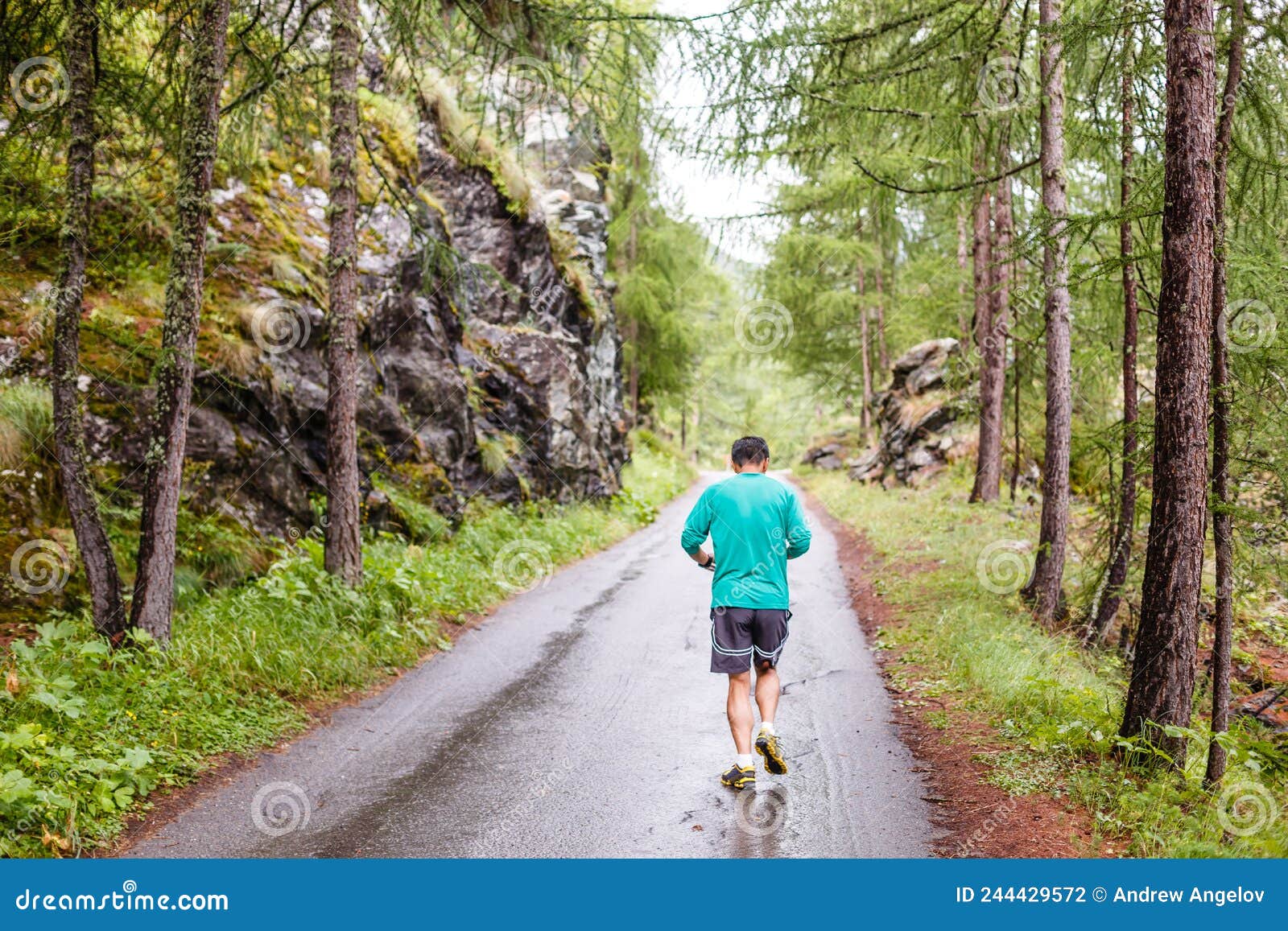 Sick Man Jogging in the Mountains Stock Photo - Image of exercise ...
