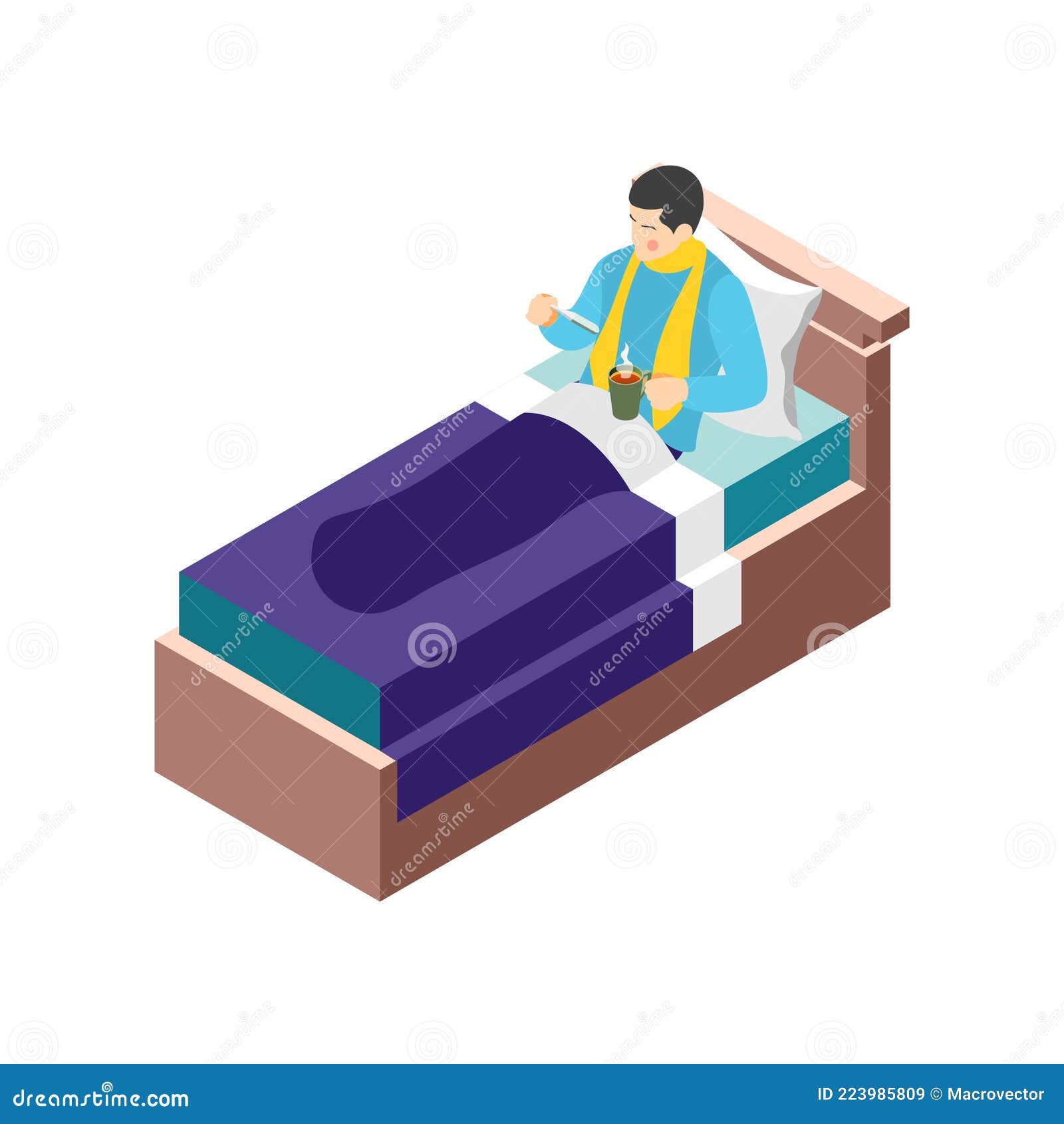 Isometric Sick Man stock vector. Illustration of sickness - 223985809