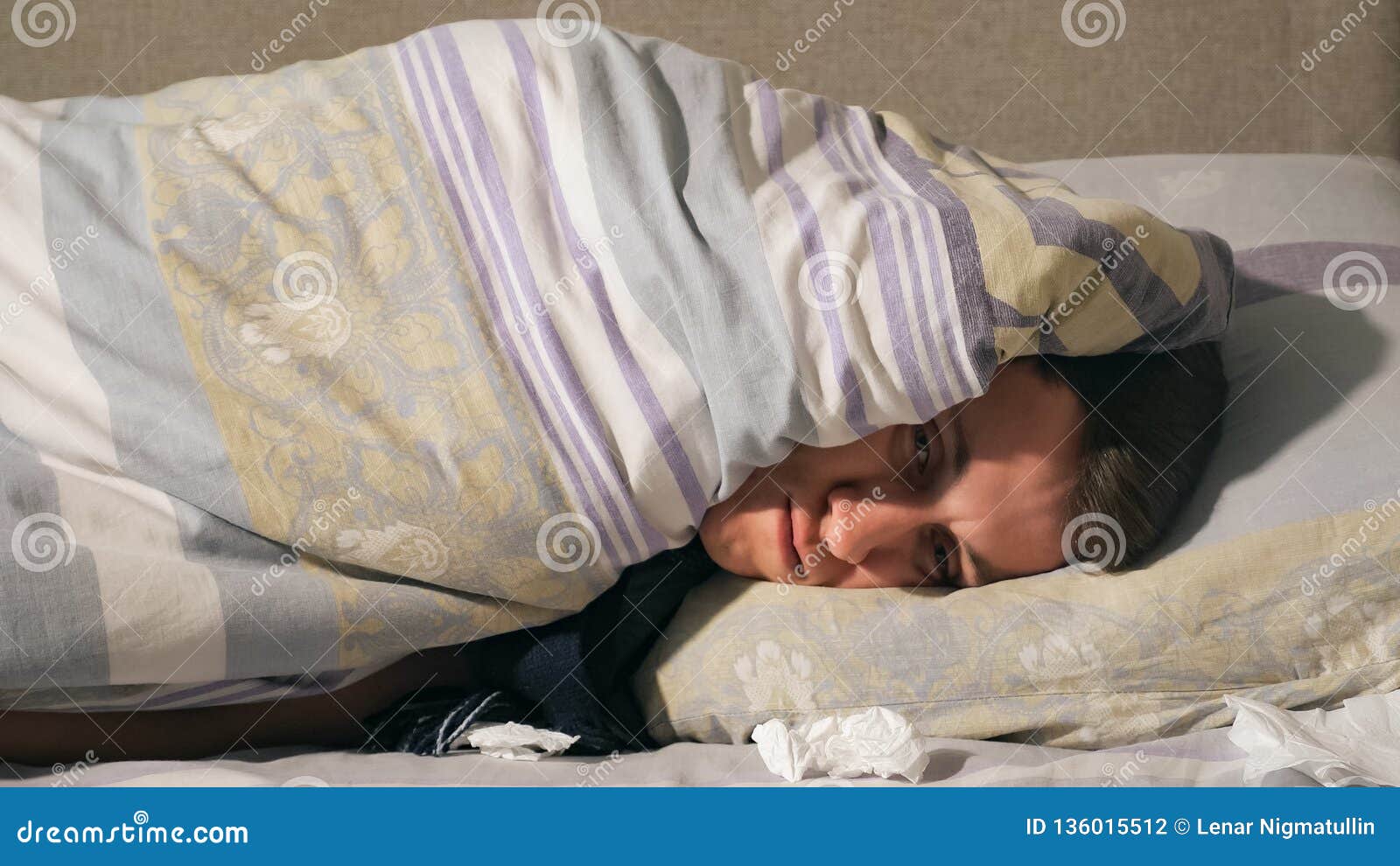 Sick Man Lying Under Blanket Stock Photo - Image of relax, bedroom ... Sick Man Lying Under Blanket Stock Photo - Image of relax, bedroom ...