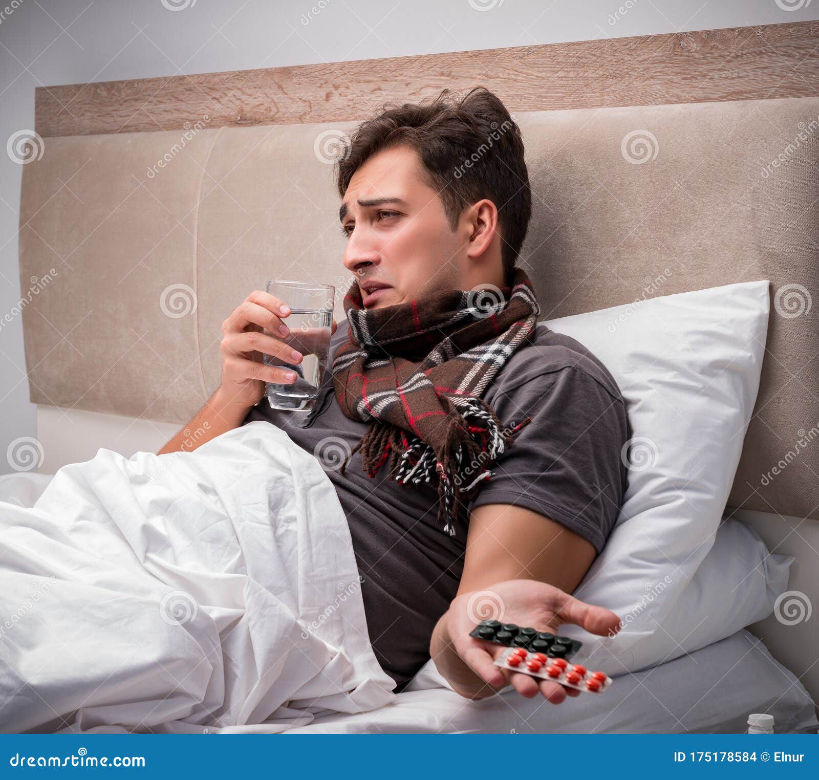 Sick Man Resting in the Bed Stock Photo - Image of hospital, blanket ...