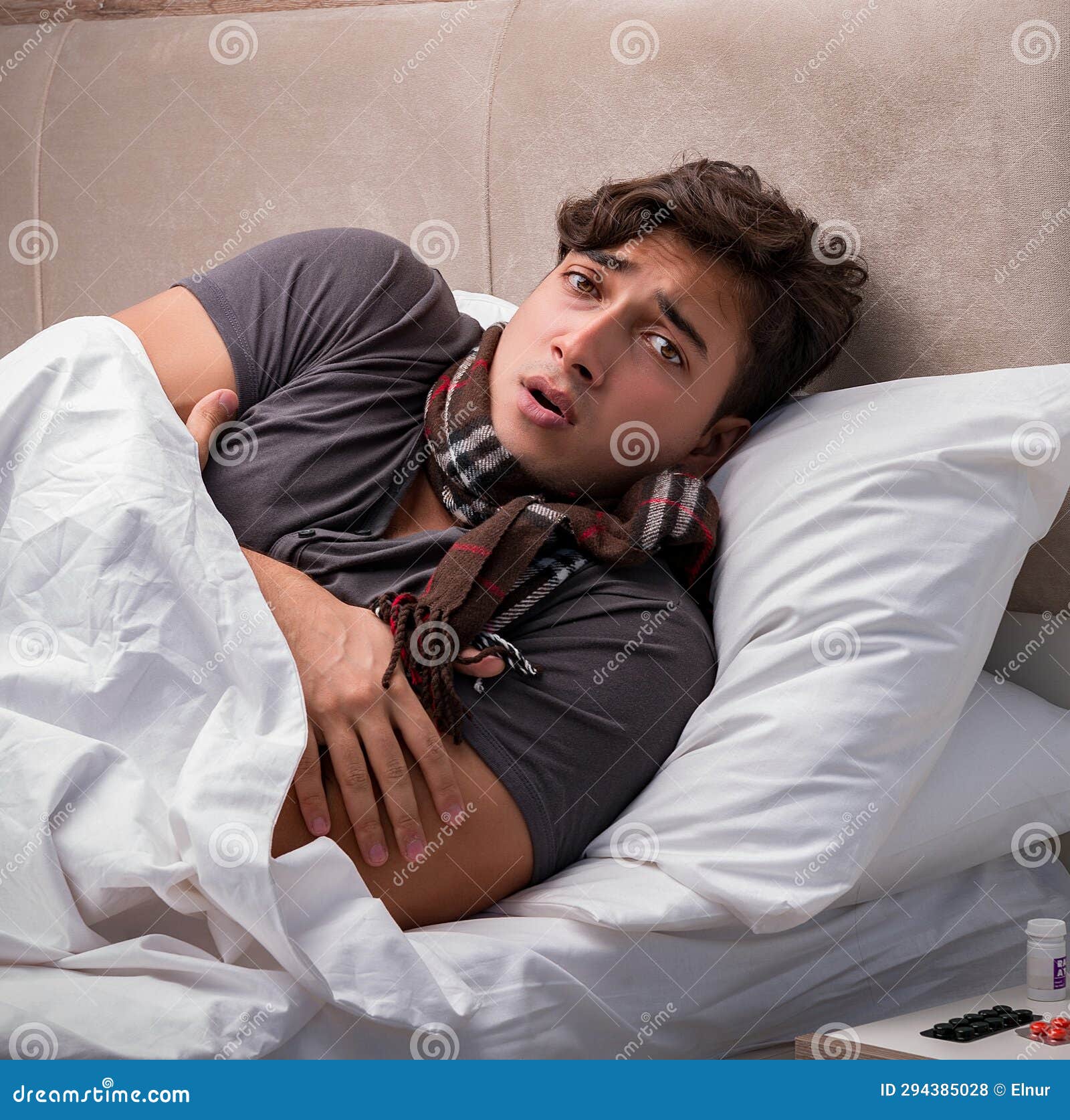 Sick Man Resting in the Bed Stock Photo - Image of lying, home: 294385028