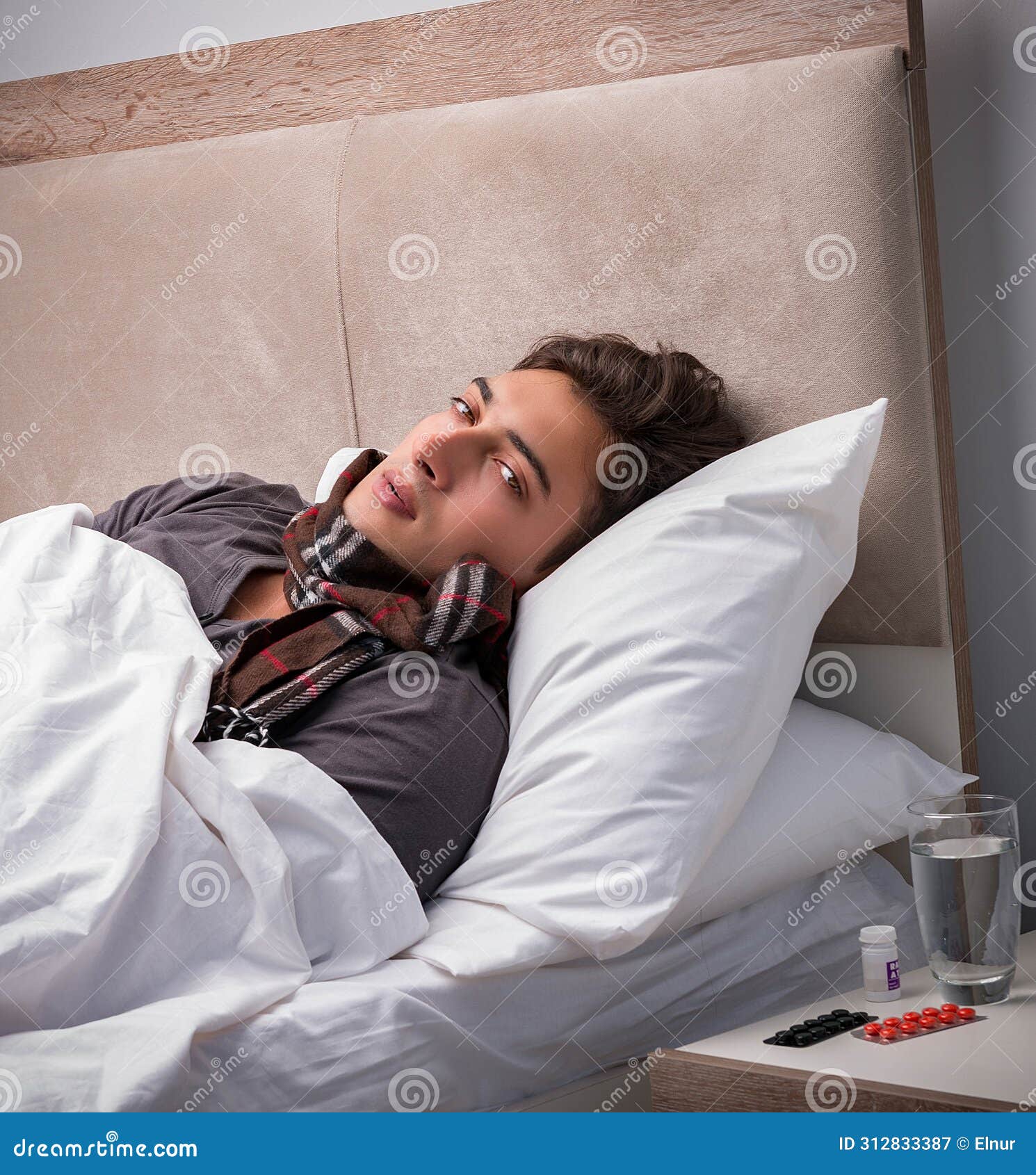 Sick Man Resting in the Bed Stock Image - Image of male, illness: 312833387