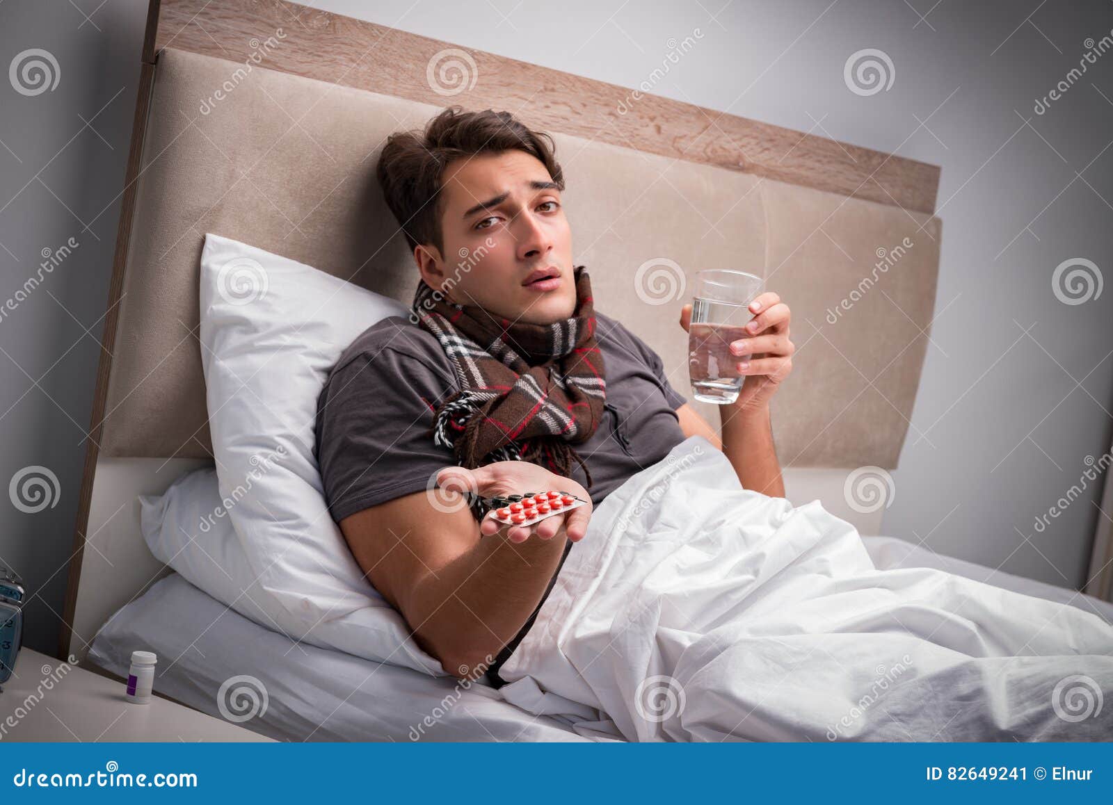 The Sick Man Resting in the Bed Stock Image - Image of problem, fever ...