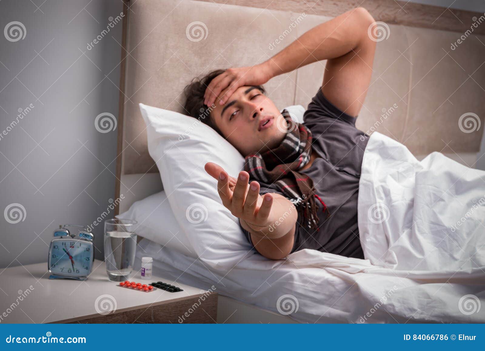 The Sick Man Resting in the Bed Stock Photo - Image of illness, problem ...