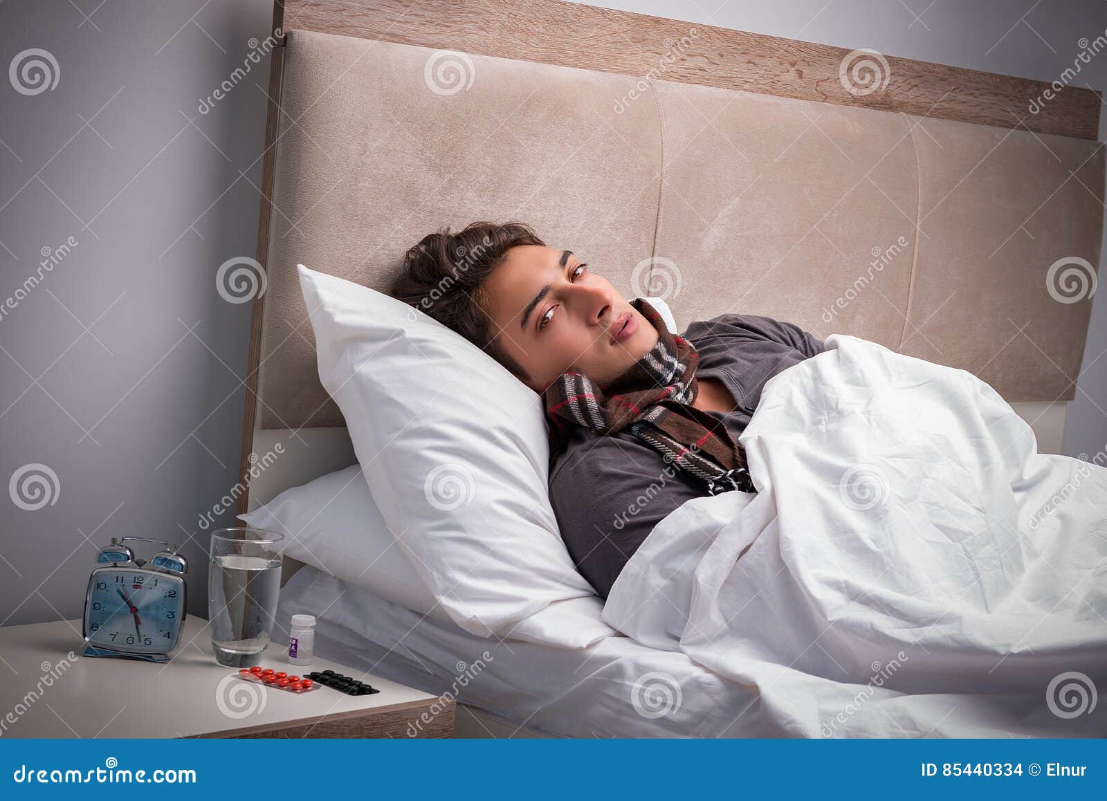 The Sick Man Resting in the Bed Stock Photo - Image of cold, problem ...
