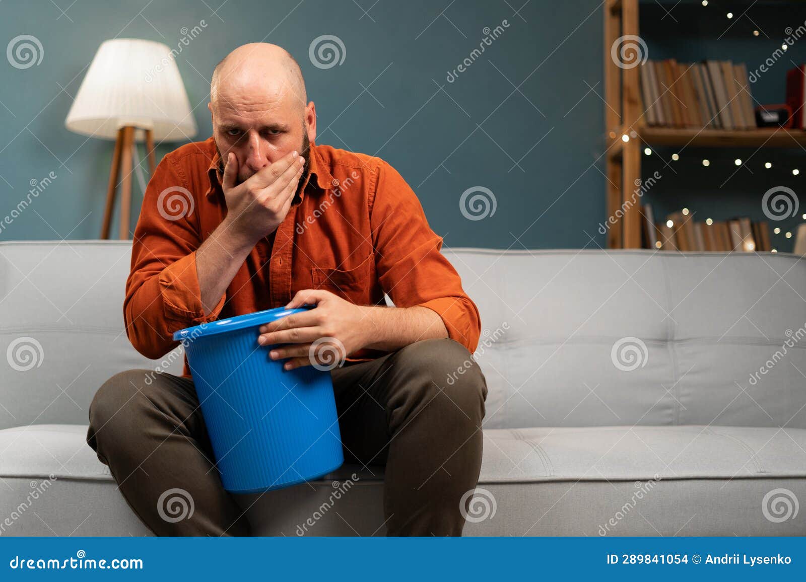 Sick Man Suffering at Home from Vomit and Bad Stomach Stock Photo ...