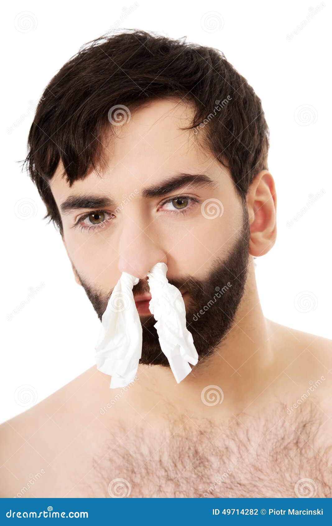 Sick Man with Tissues in Nose. Stock Photo - Image of person, cold ...