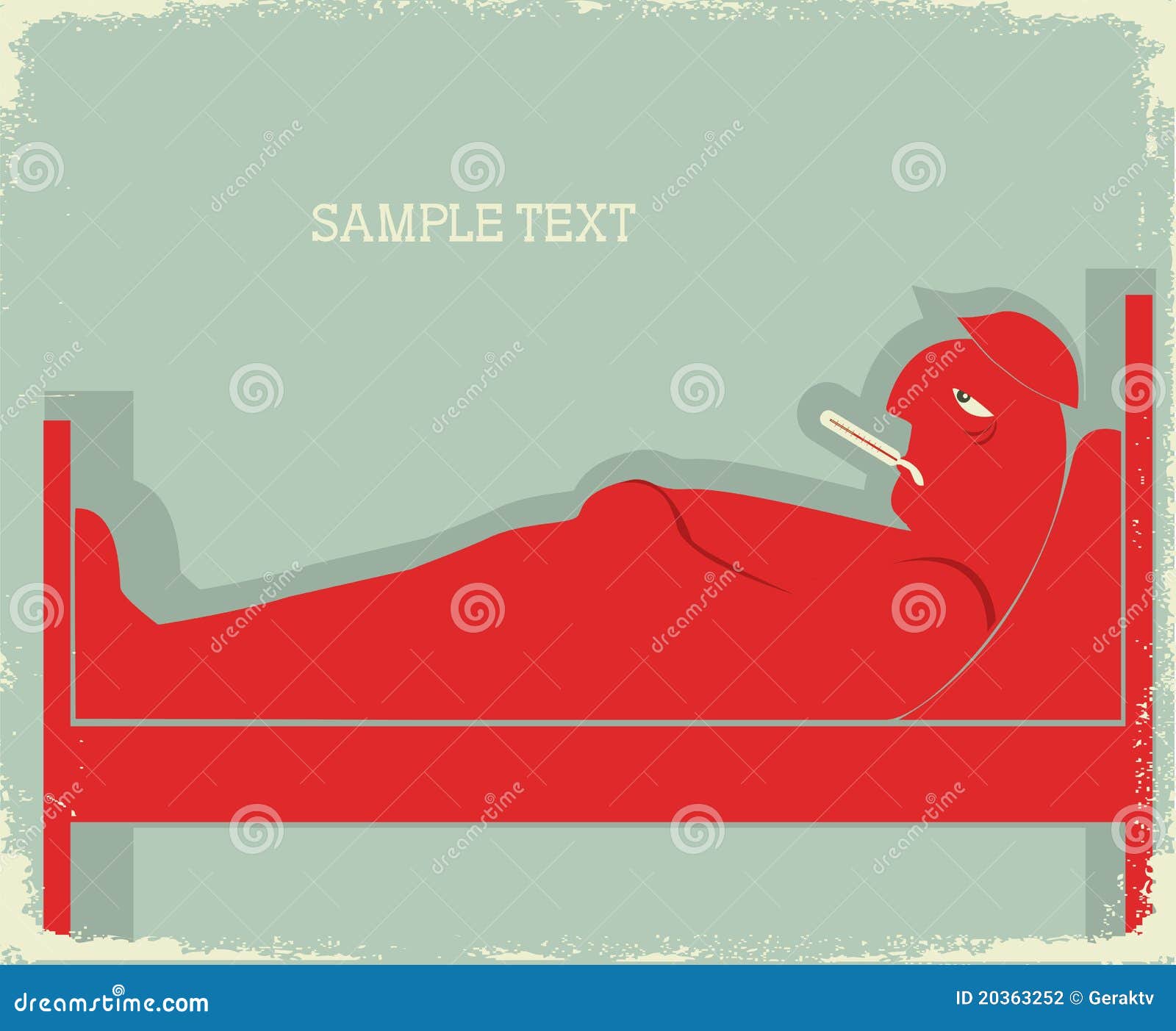 Sick Man.Vector Vintage Poster Stock Illustration - Illustration of ...
