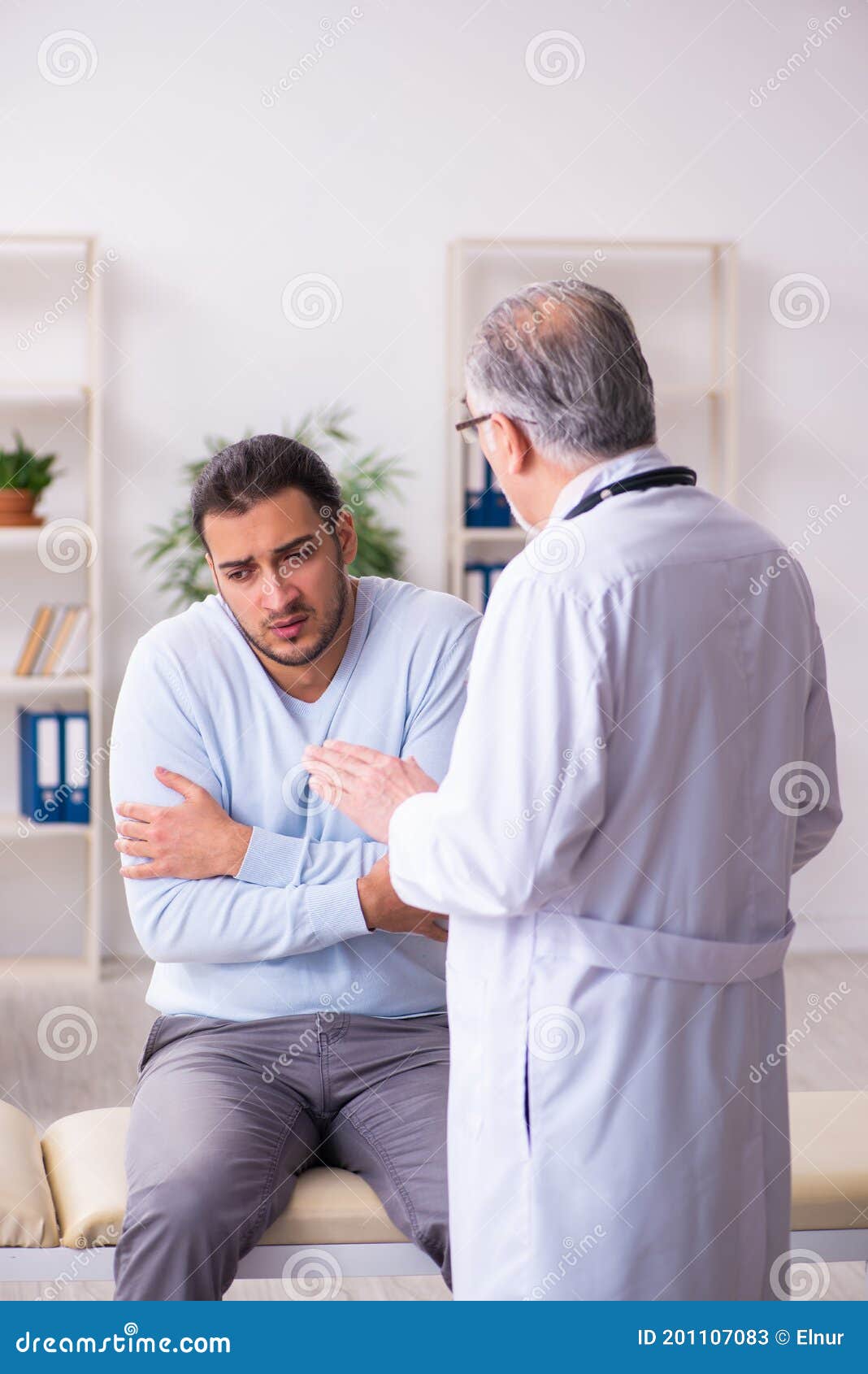 Young Sick Man Visiting Old Doctor Stock Image - Image of healthcare ...