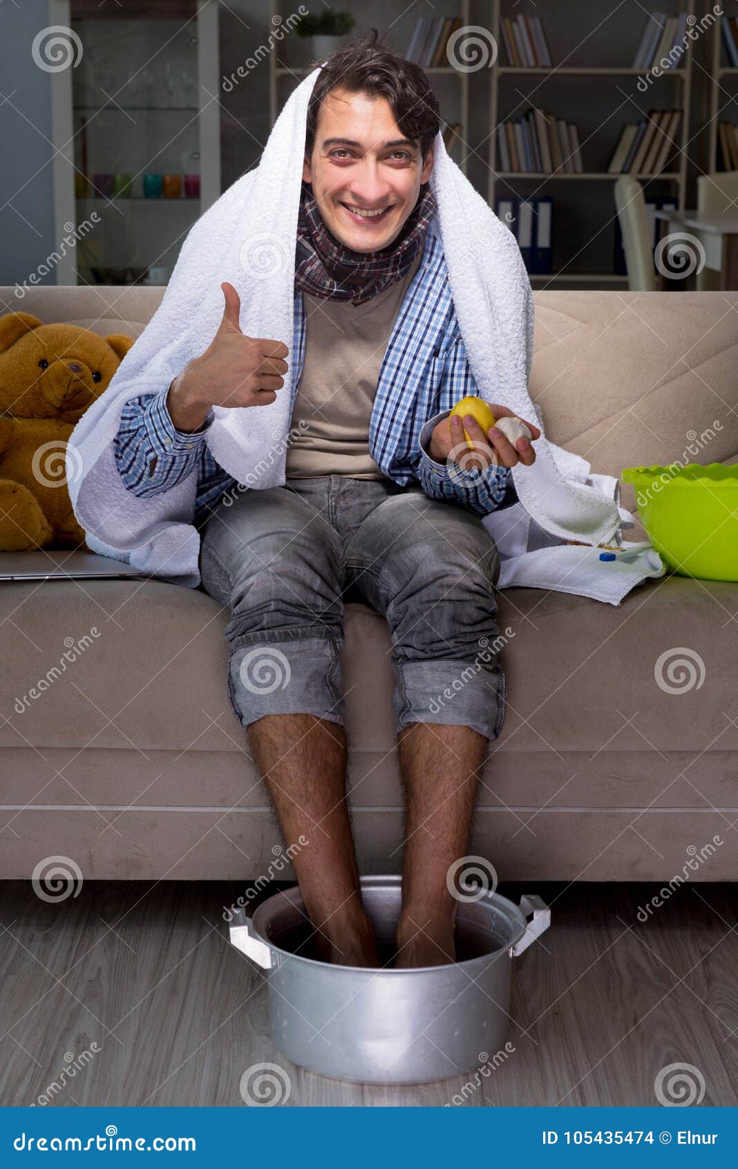 The Sick Man Washing His Feet at Home Stock Photo - Image of nasal ...