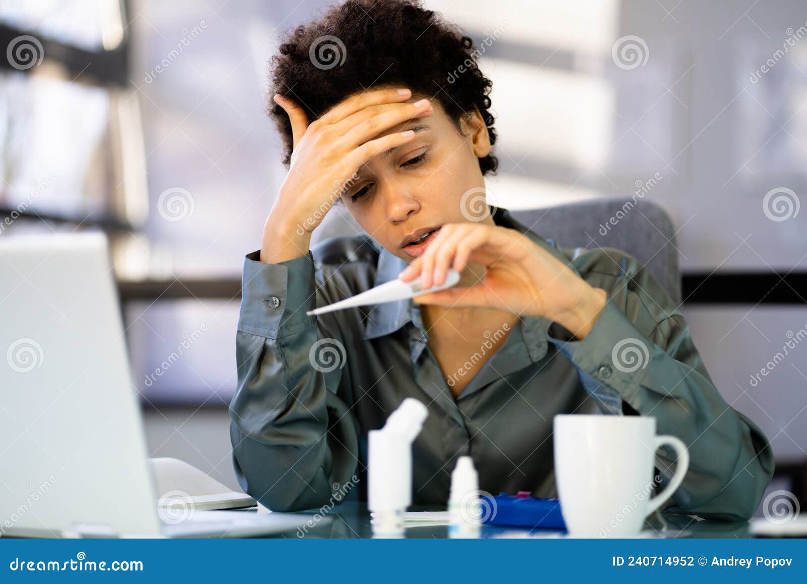 Sick Office Employee Worker with Cold Stock Photo - Image of desk ...
