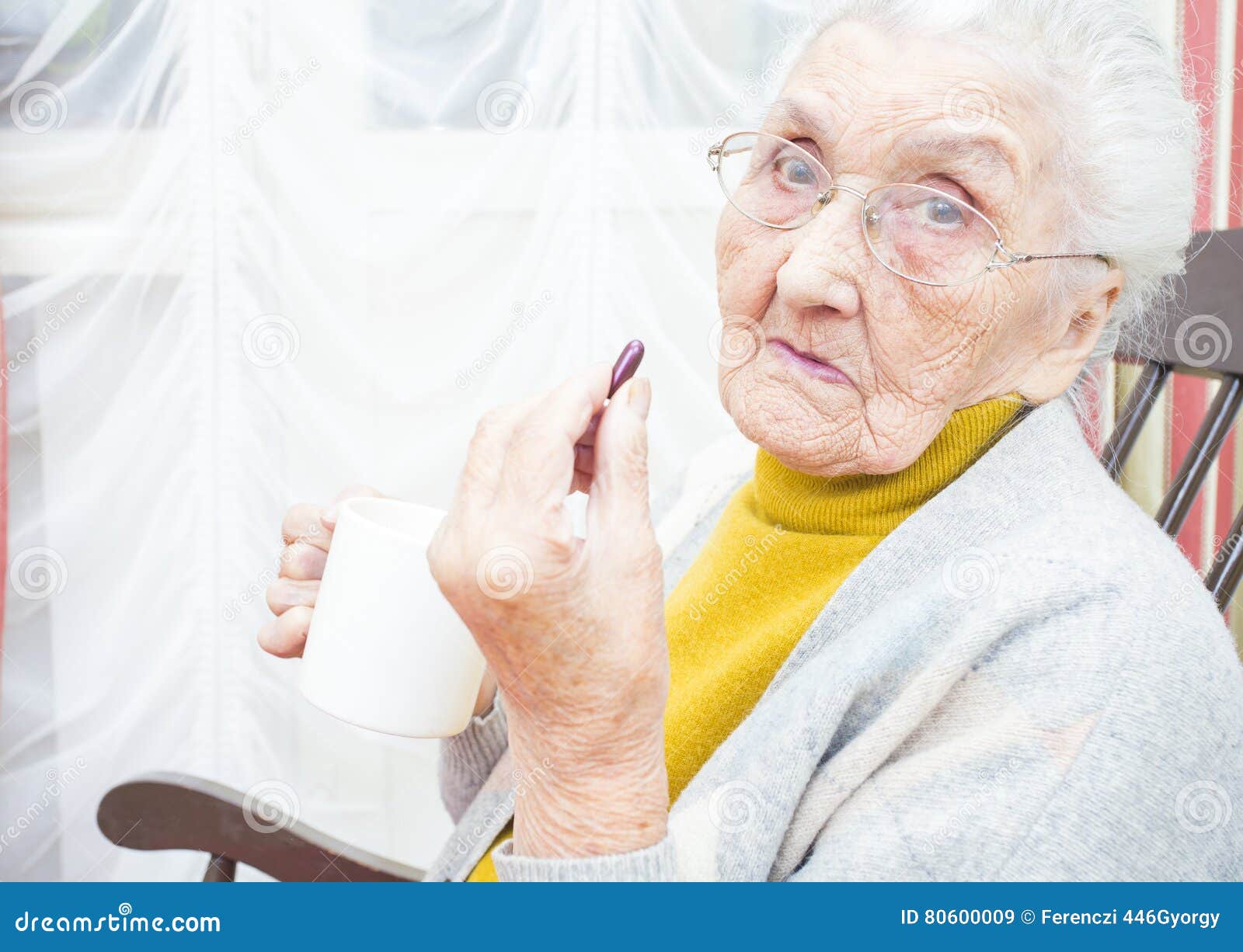Sick old lady stock image. Image of female, caring, illness - 80600009