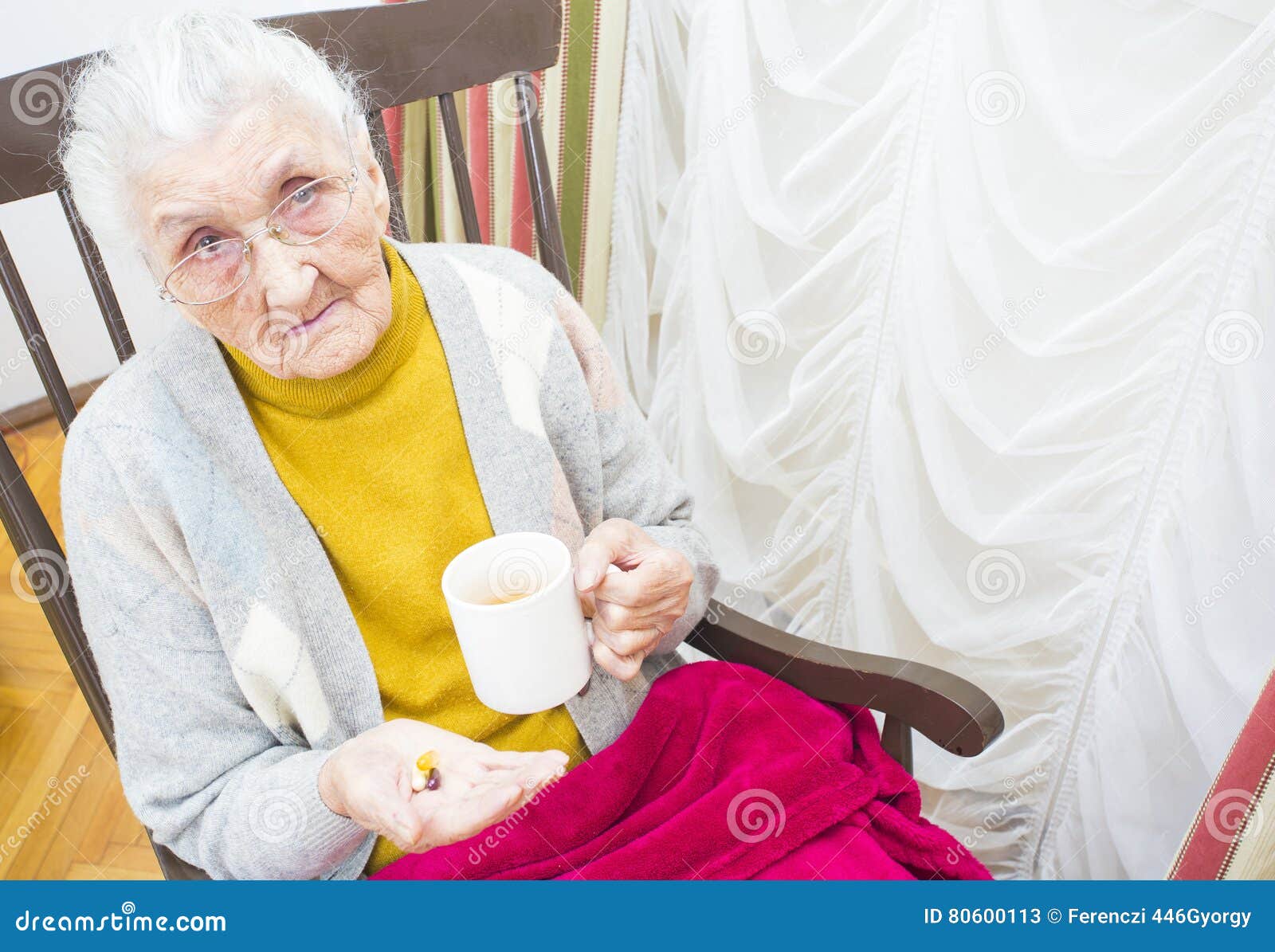 Sick old lady stock image. Image of grandmother, aging - 80600113