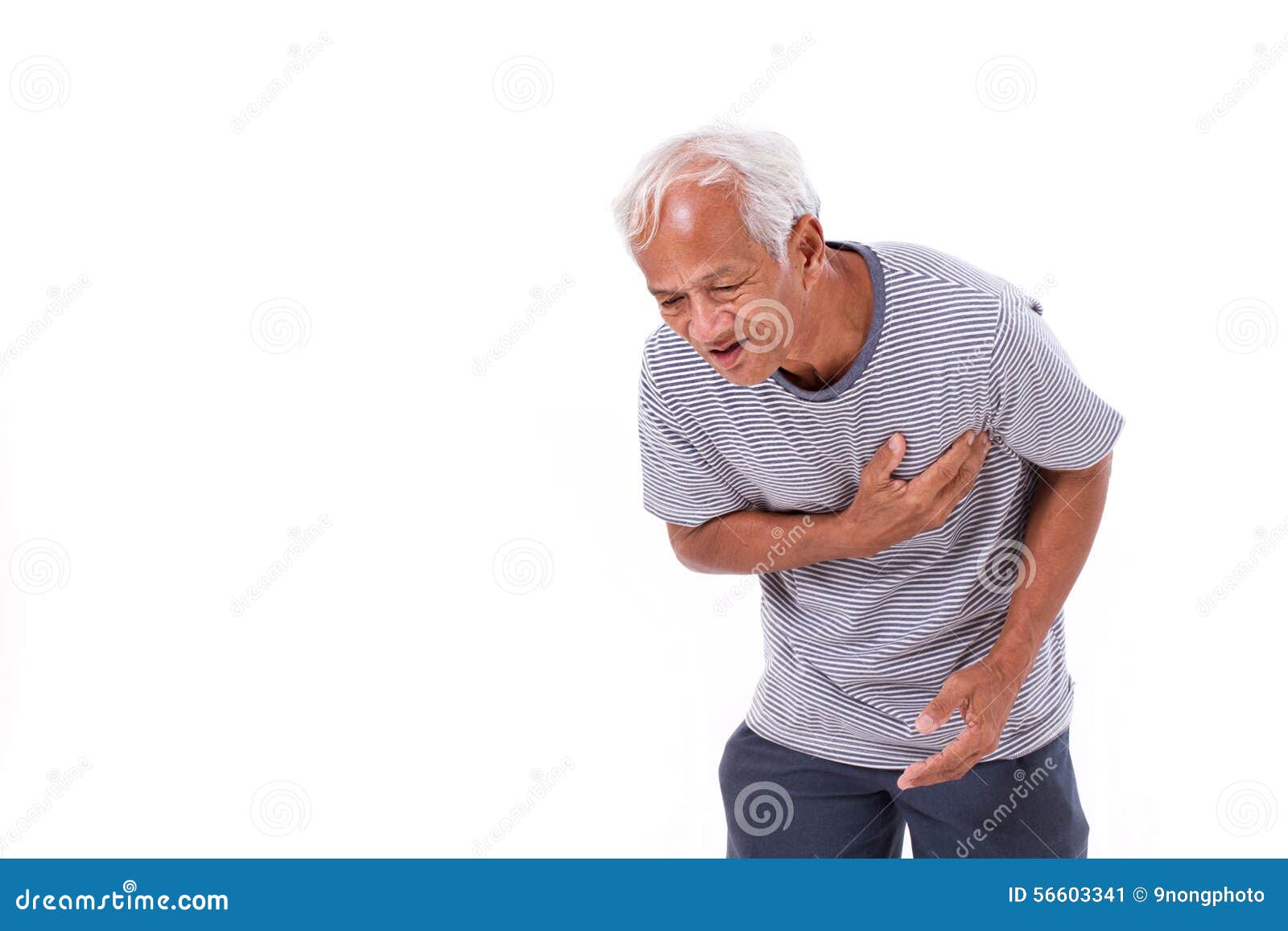 Sick Old Man Suffering from Heart Attack or Breathing Difficulties ...
