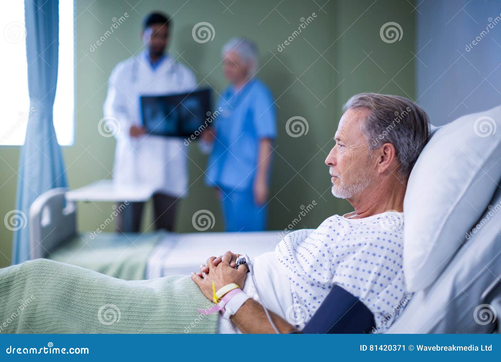 Sick patient lying on bed stock image. Image of office - 81420371