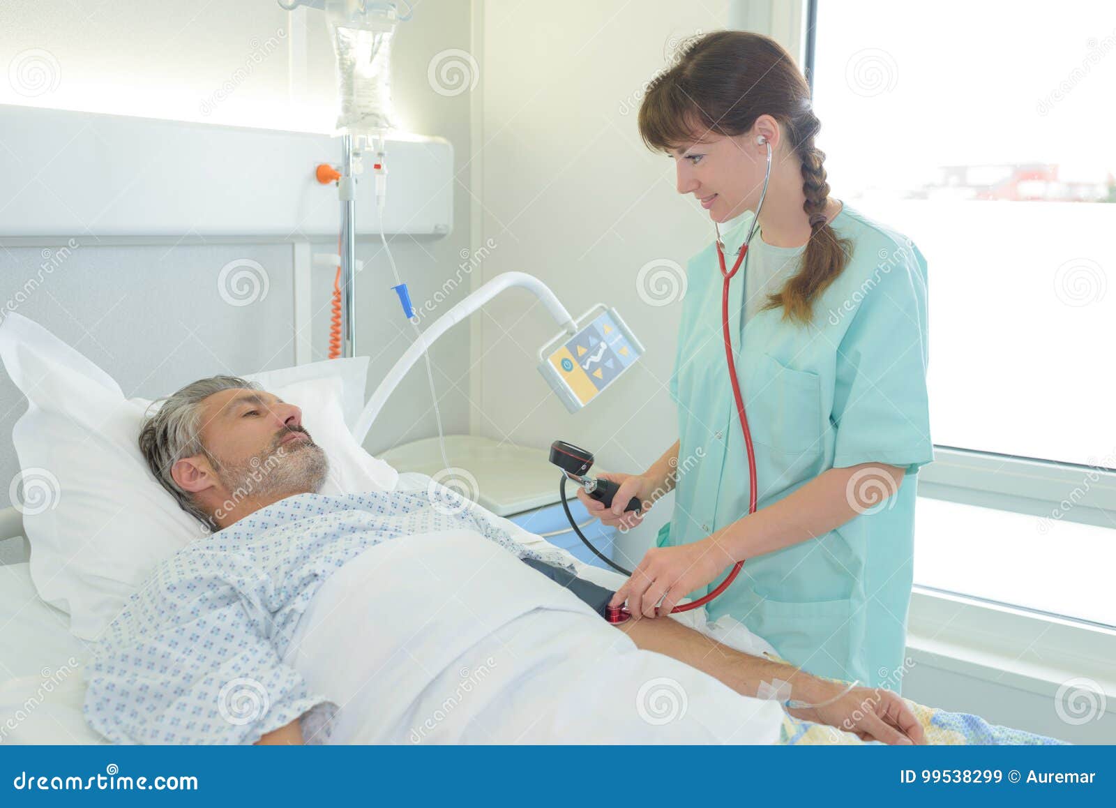 Sick Patient and Nurse in Hospital Stock Image - Image of hands, doctor ...
