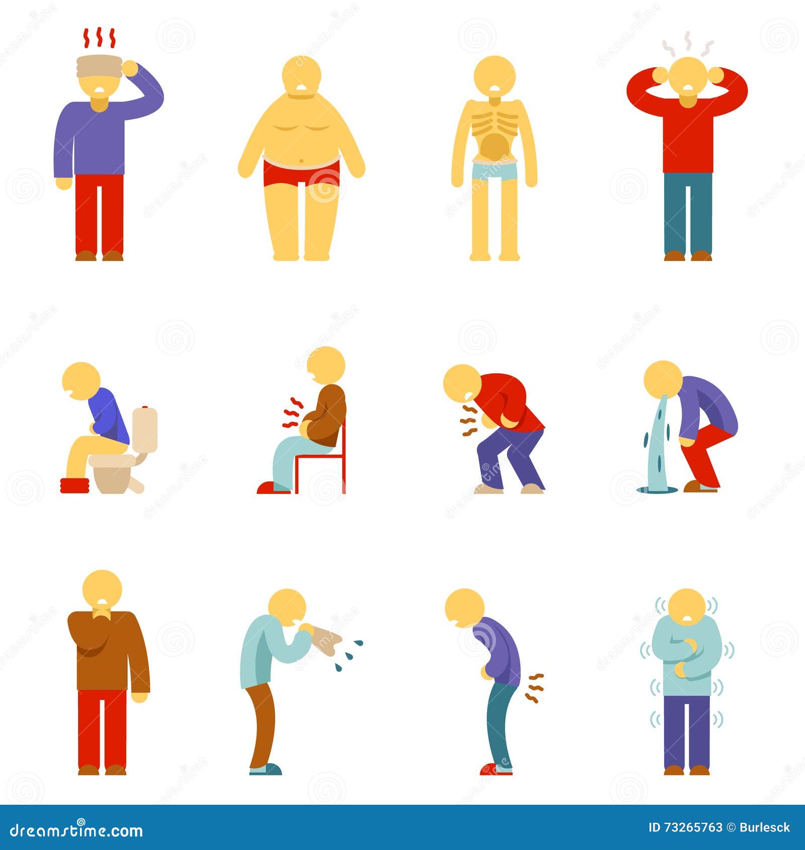 Sick People Icons. Symptoms Of Disease Pictograms Cartoon Vector ... Sick People Icons. Symptoms Of Disease Pictograms Cartoon Vector ...