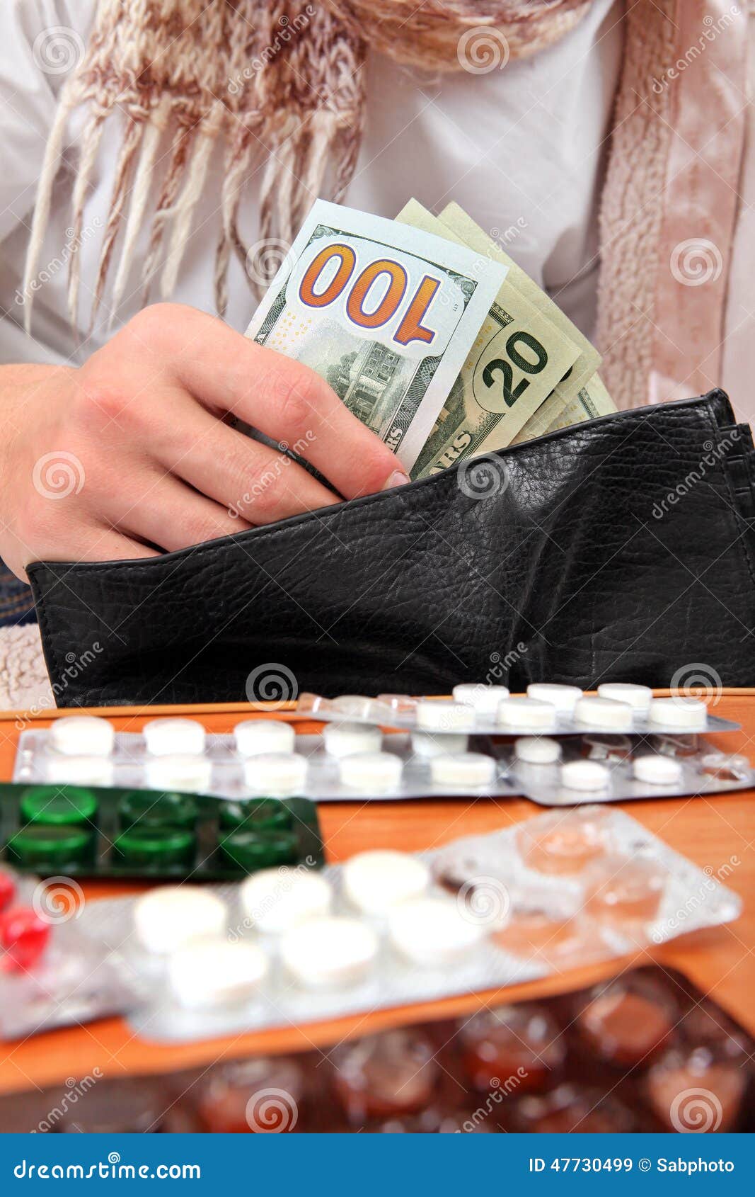 Sick Person Checks the Wallet Stock Image - Image of check, payoff ...