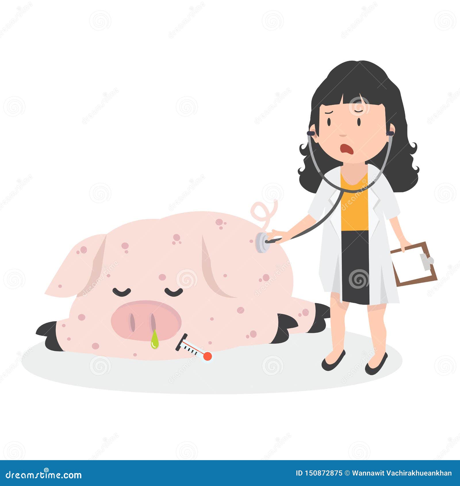 Sick Pig Swine Flu with the Doctor Stock Vector - Illustration of ...