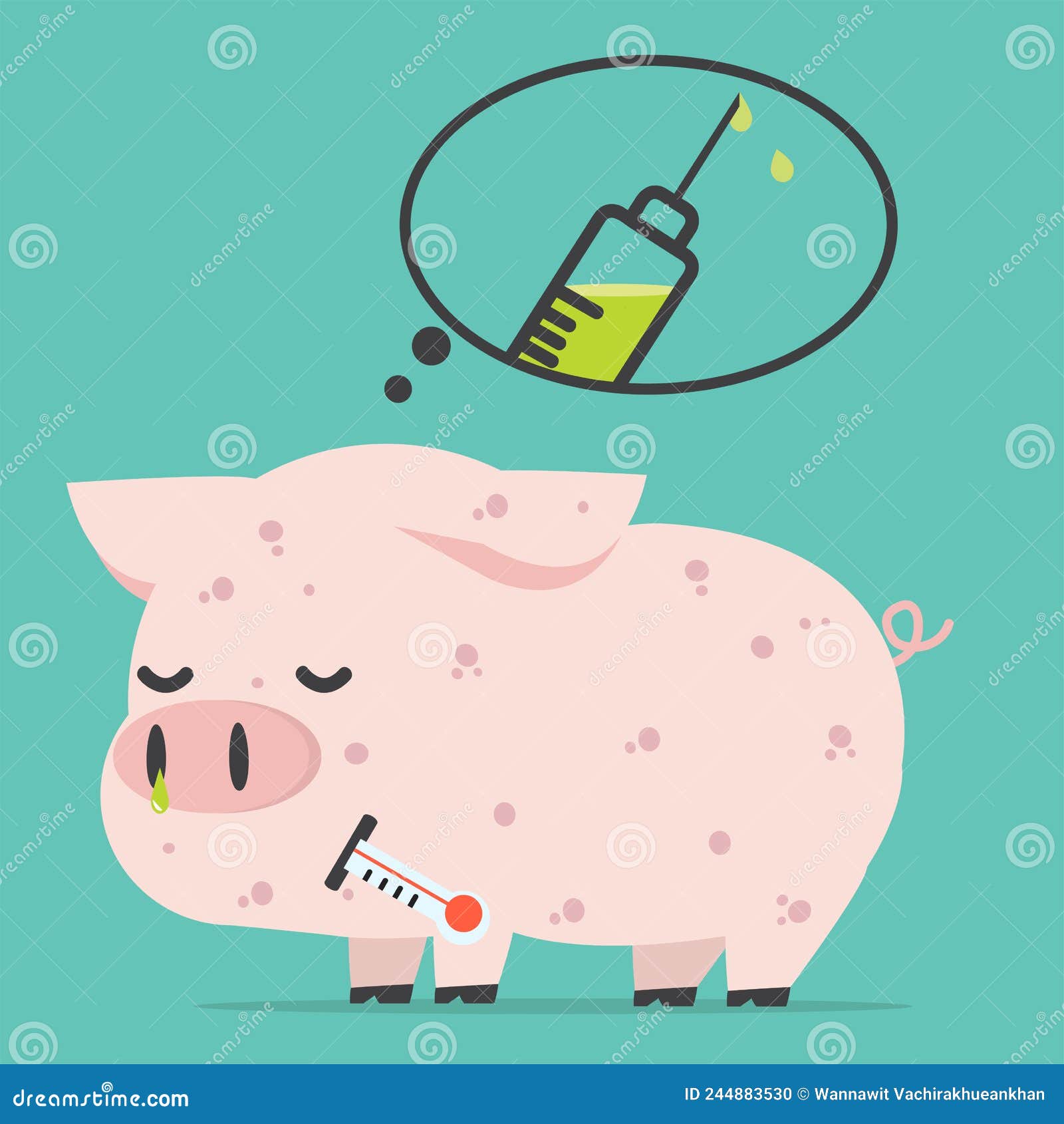 Sick Pig Swine Flu a Vaccination Concept Stock Vector - Illustration of ...