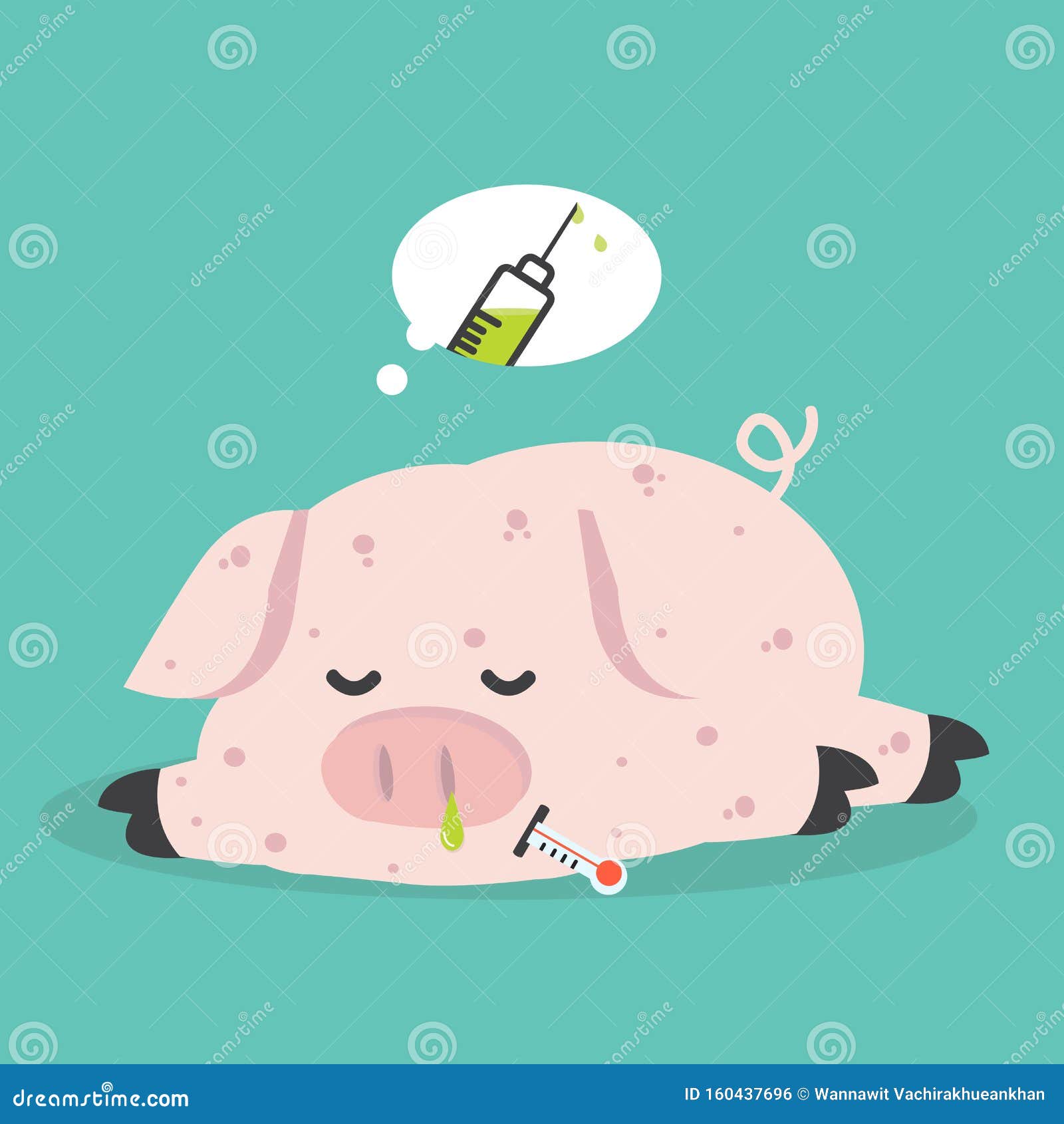 Sick Pig Swine Flu a Vaccination Stock Vector - Illustration of design ...