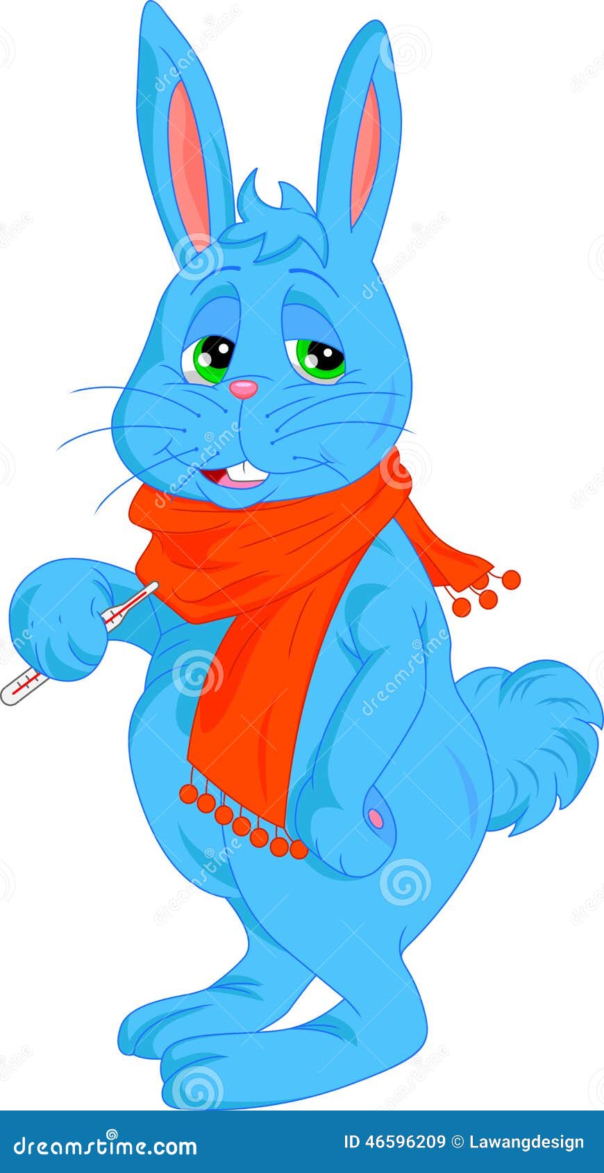 Sick rabbit with red scarf stock vector. Illustration of mascot - 46596209