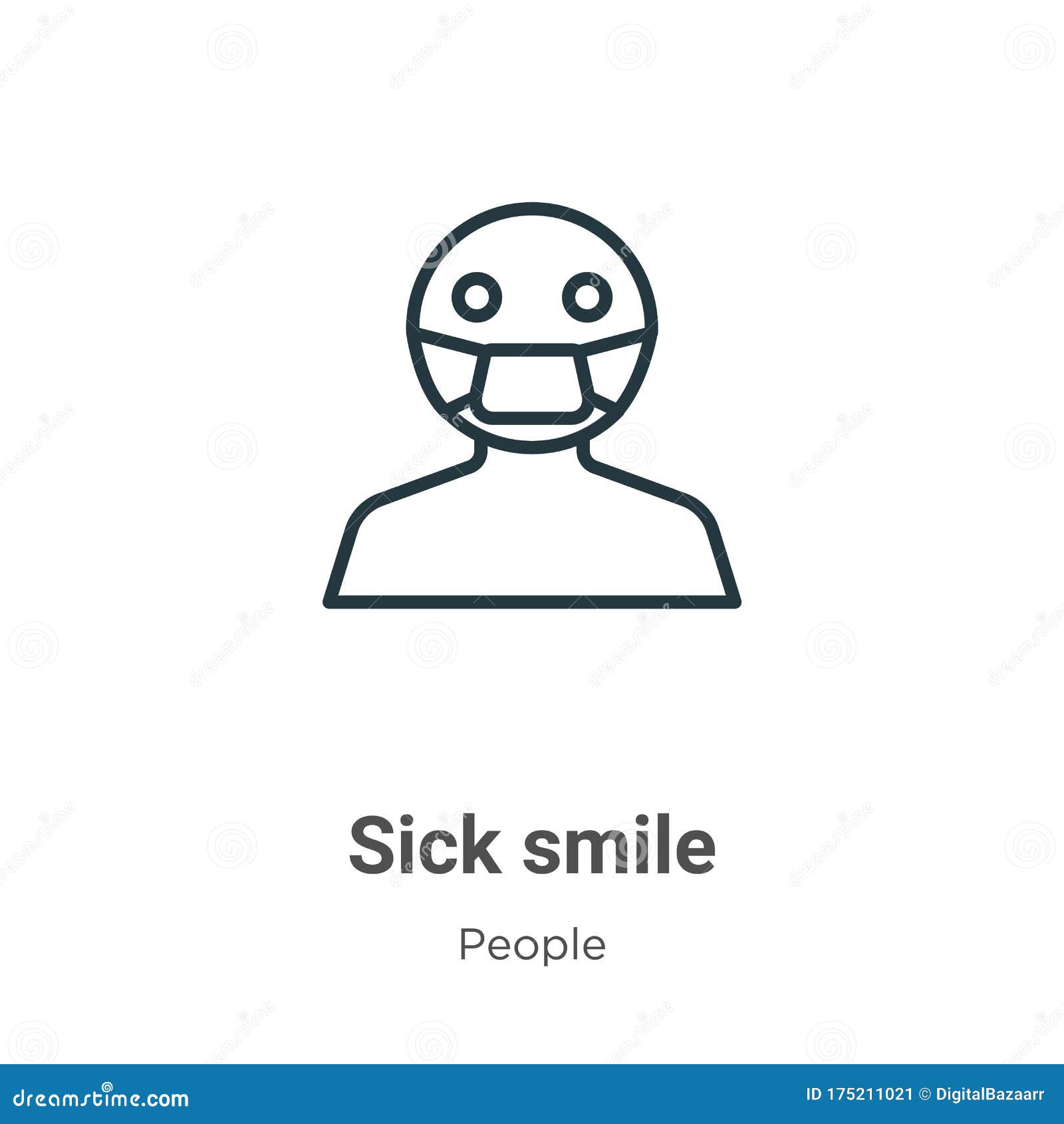 Sick Smile Outline Vector Icon. Thin Line Black Sick Smile Icon, Flat ...