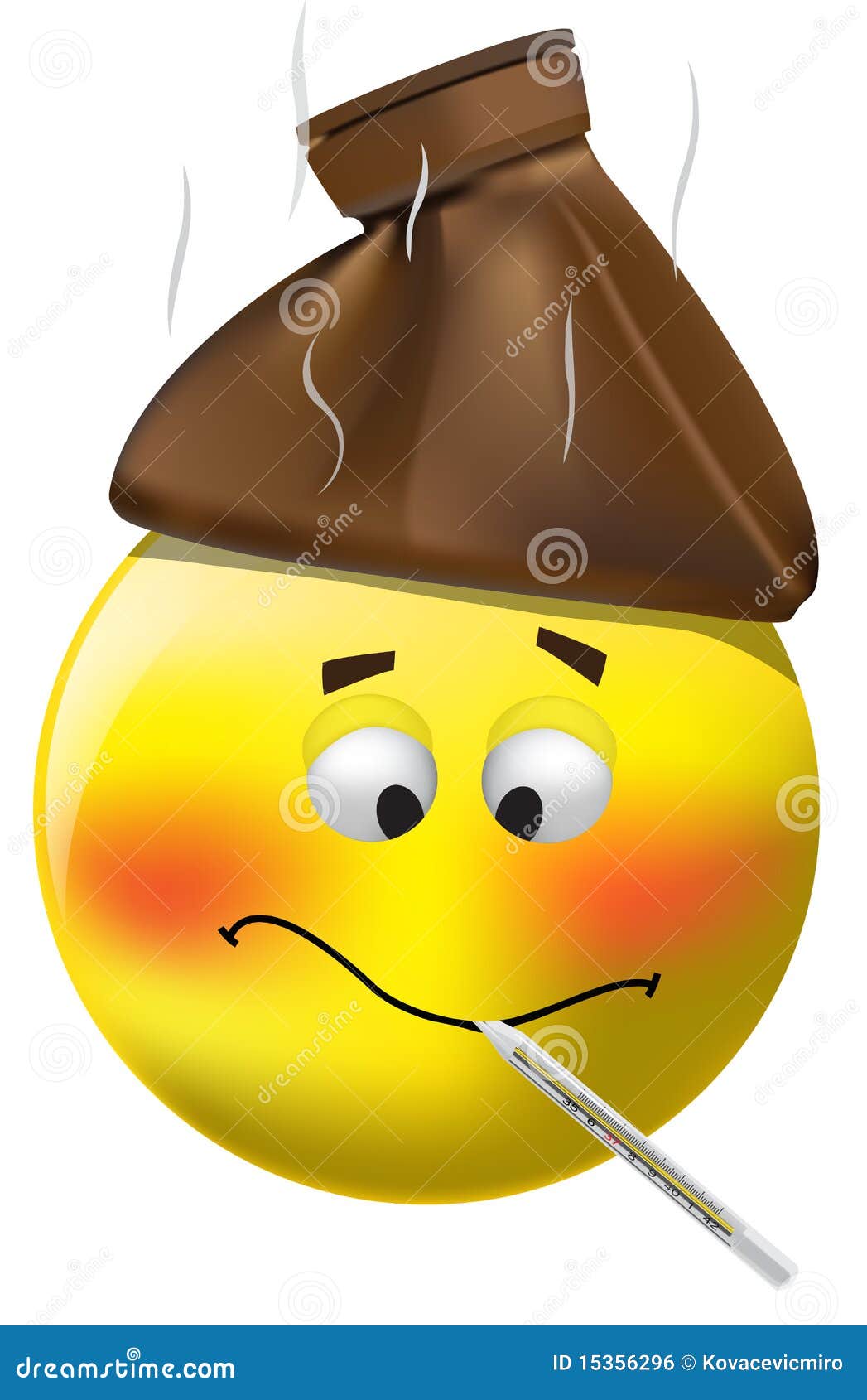 Sick Smiley stock illustration. Illustration of thermometer - 15356296