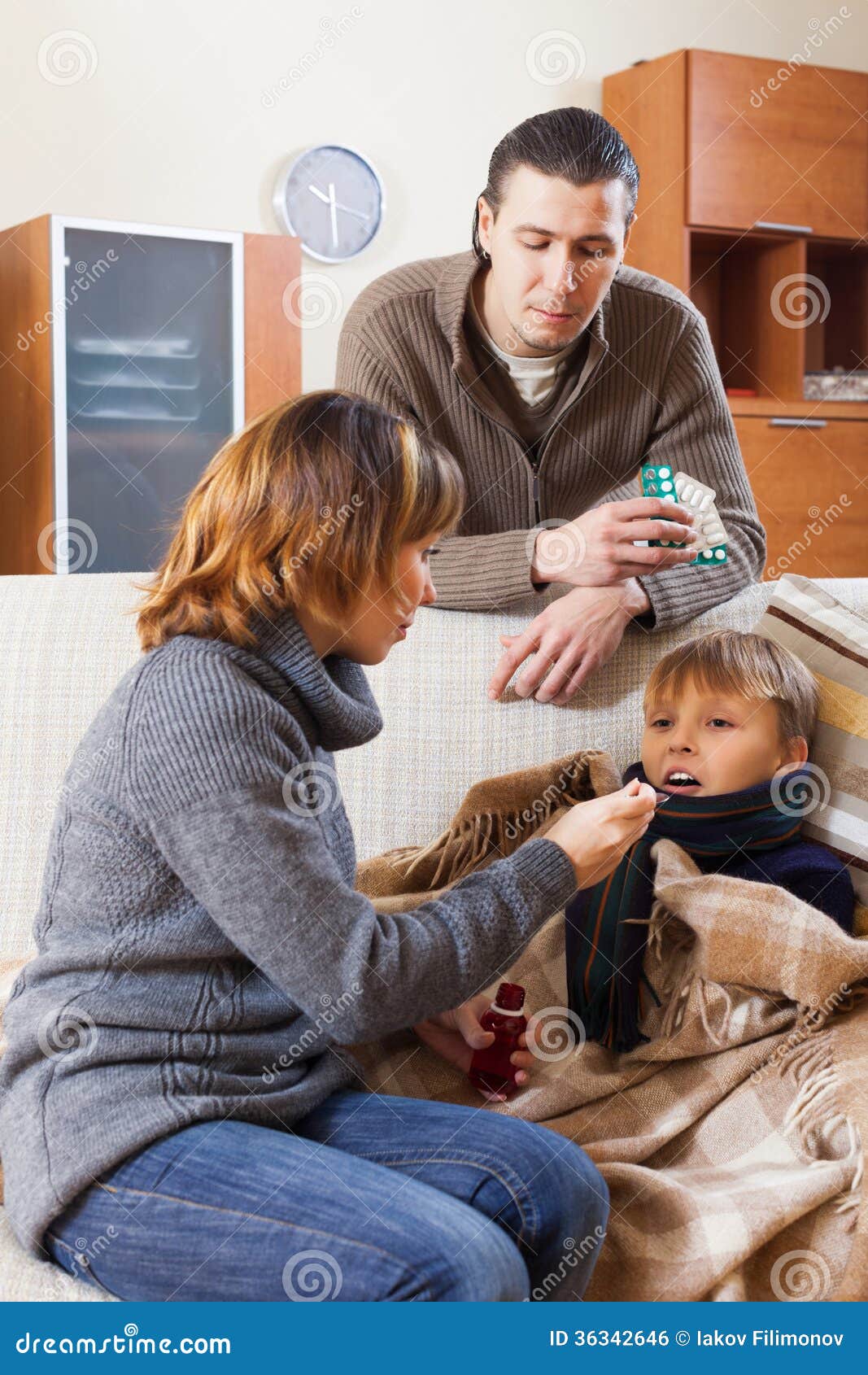 Sick son in home stock photo. Image of healthcare, drug - 36342646