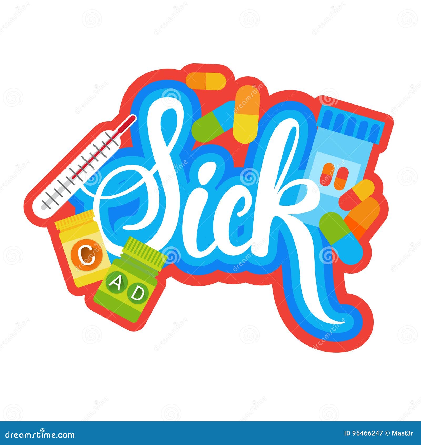 Sick Sticker Social Media Network Message Badges Design Stock Vector ...