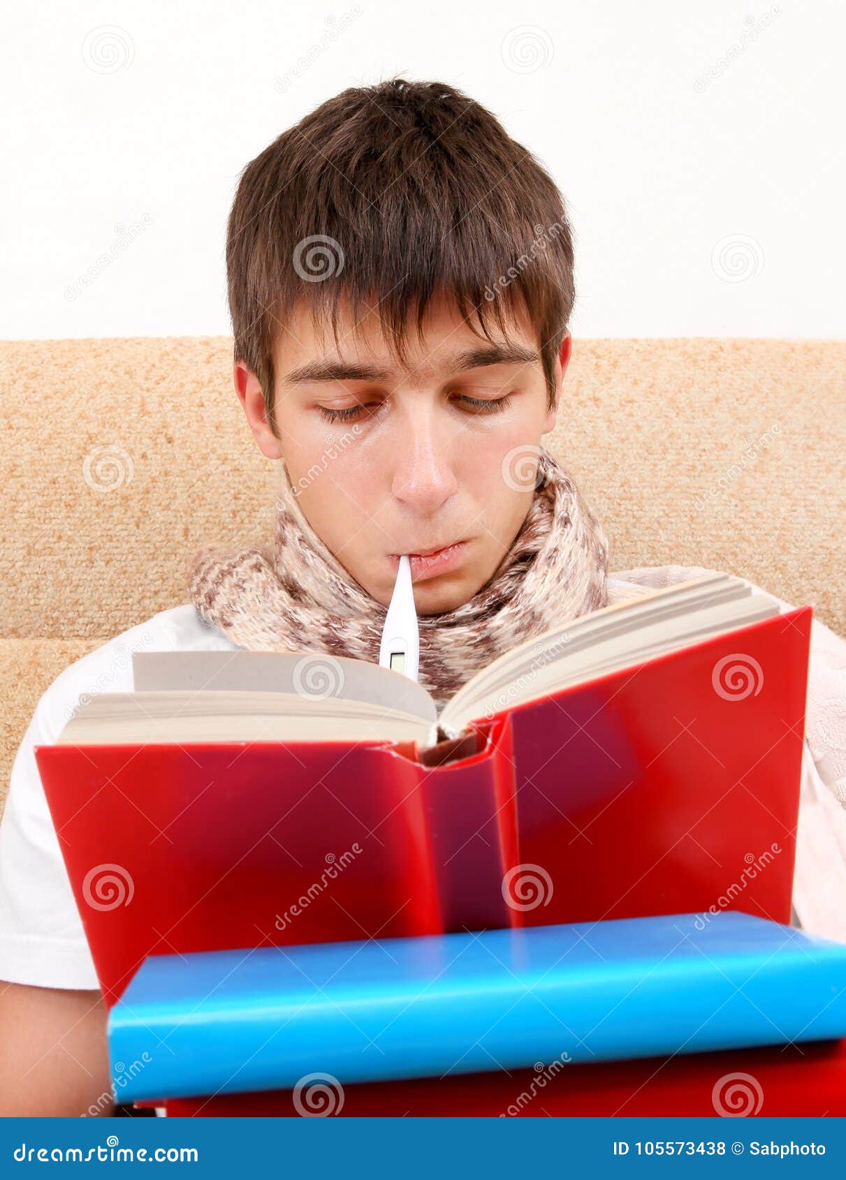 Sick Student with a Books stock photo. Image of education - 105573438