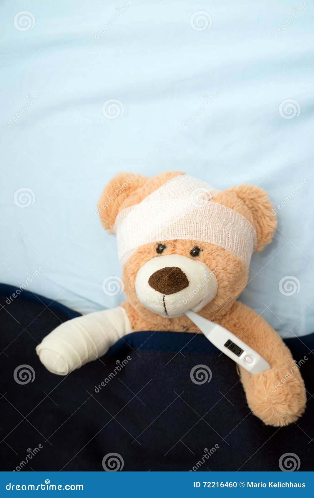 Sick Teddy stock photo. Image of child, fever, material - 72216460