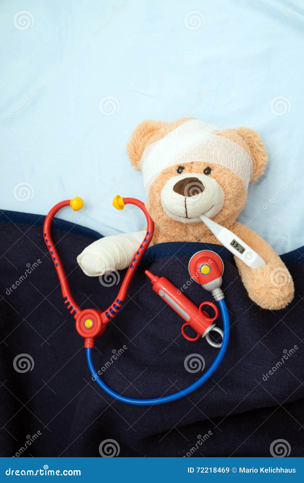 Sick Teddy stock image. Image of pediatrician, plaster - 72218469