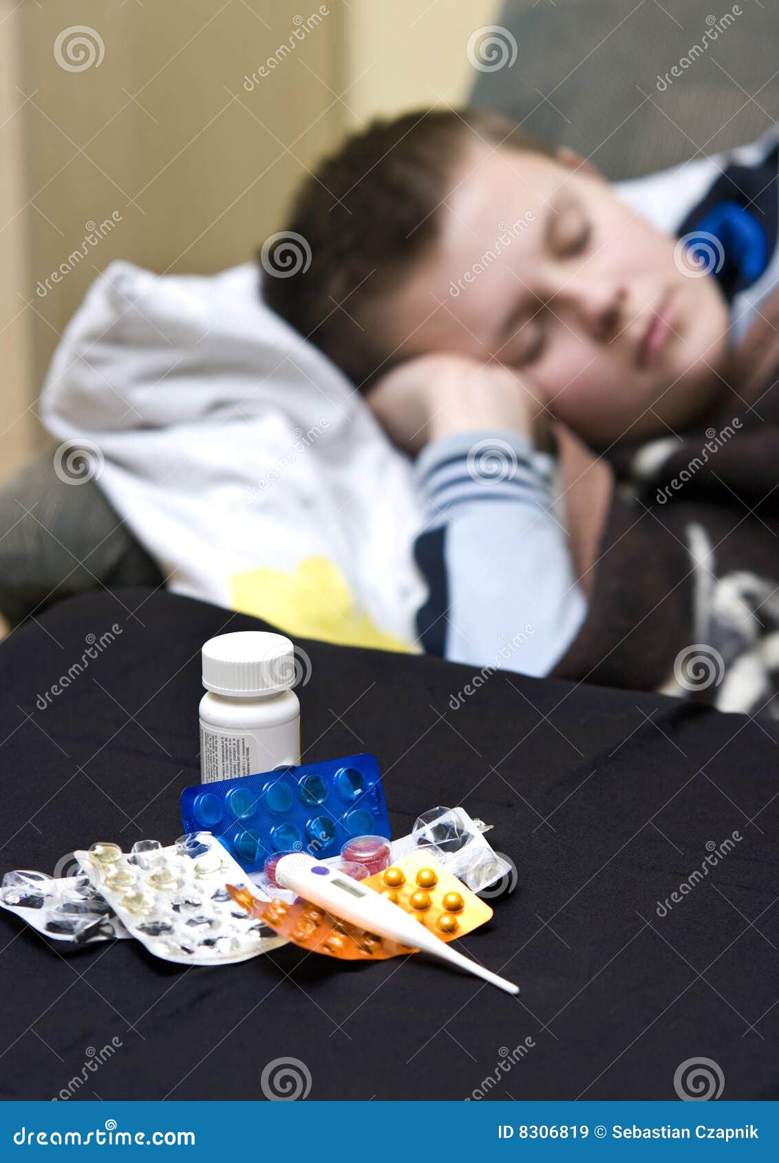 Sick teenager stock image. Image of pills, tablets, schoolboy - 8306819