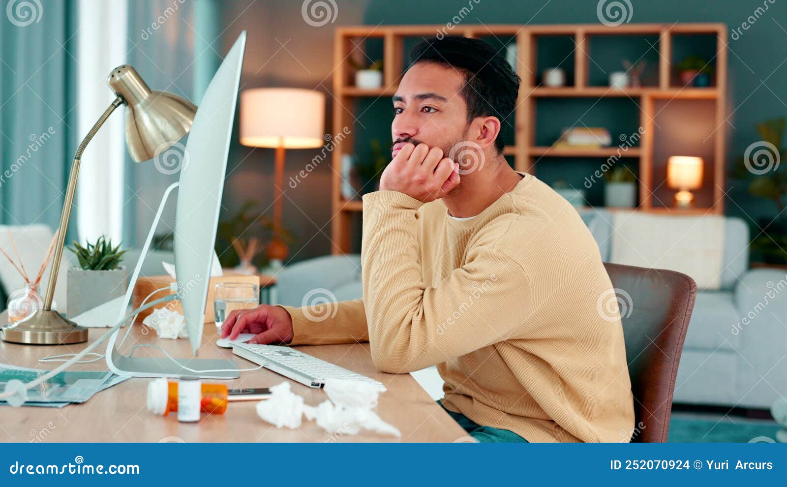 Sick and Tired Freelancer Staring at Computer Screen, Struggling To ...
