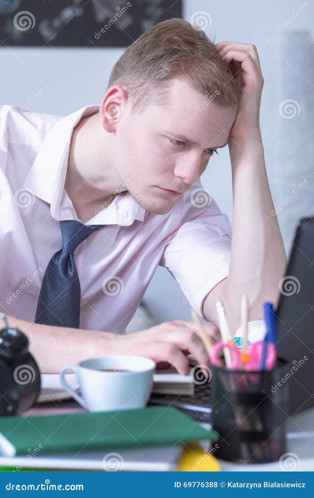 Sick and Tired of His Studies Stock Photo - Image of indoors, coffee ...