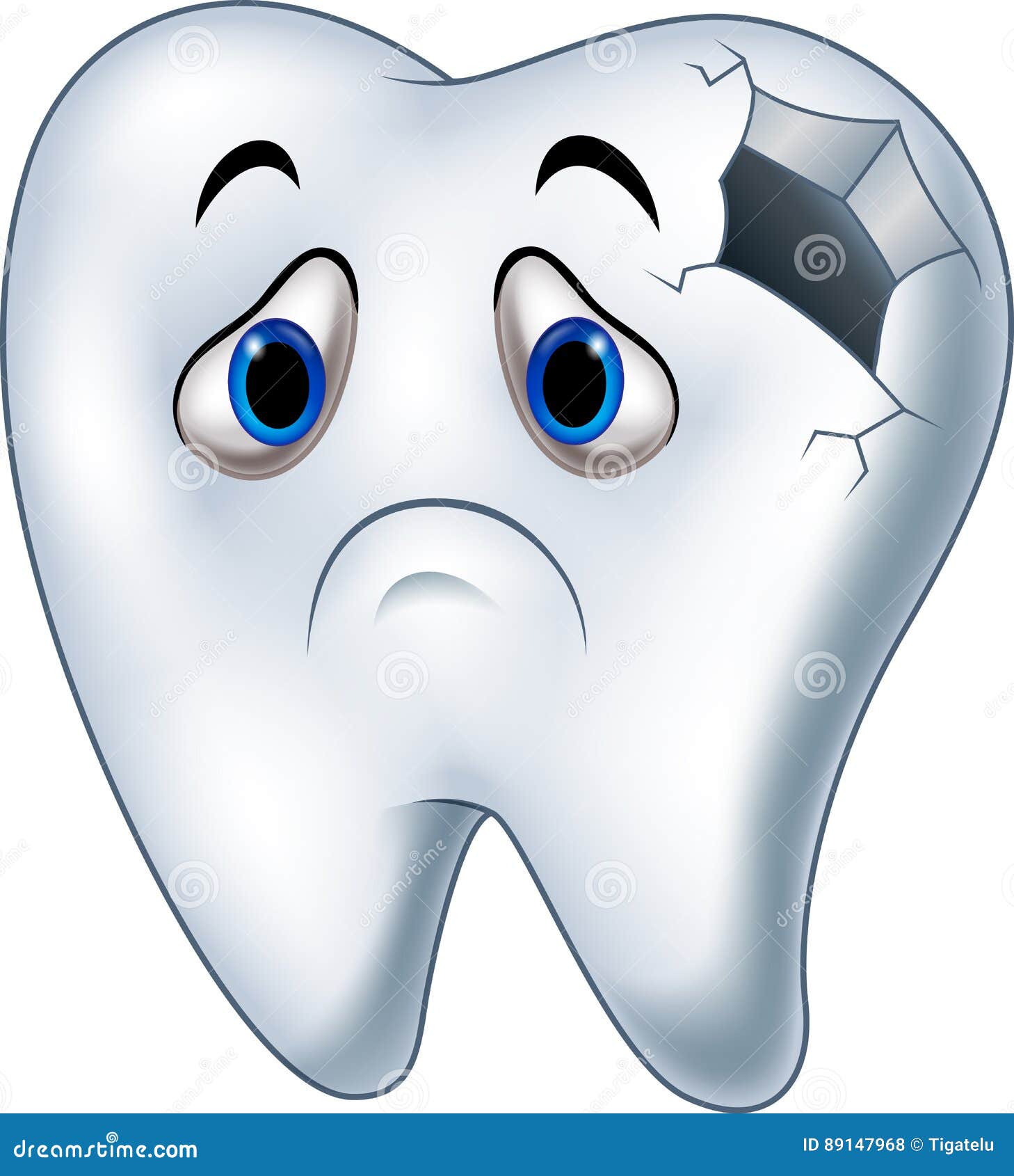 Sick Tooth Character with Caries Stock Vector - Illustration of ...