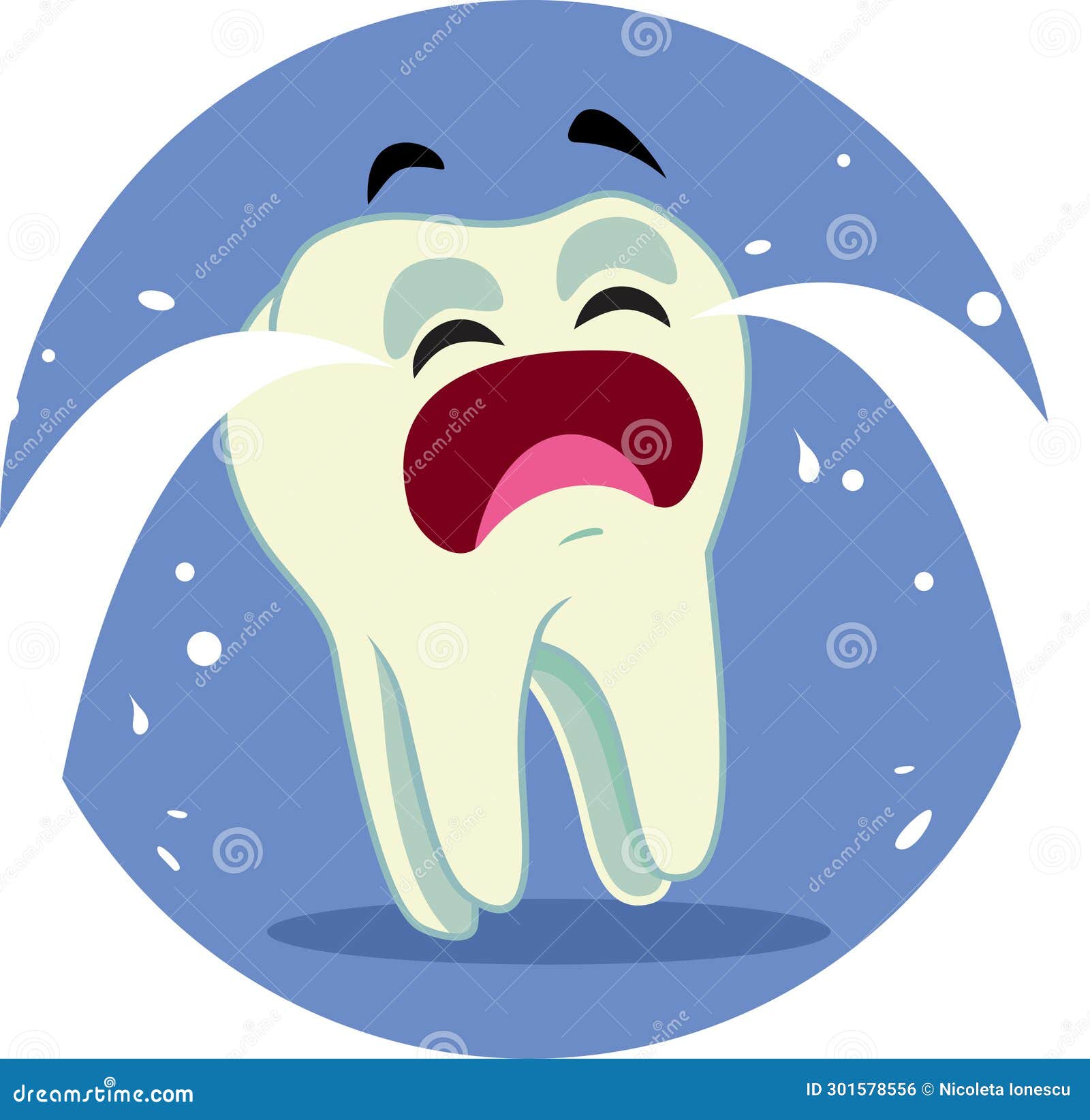 Sick Tooth Crying Bubble Vector Cartoon Illustration Stock Vector ...