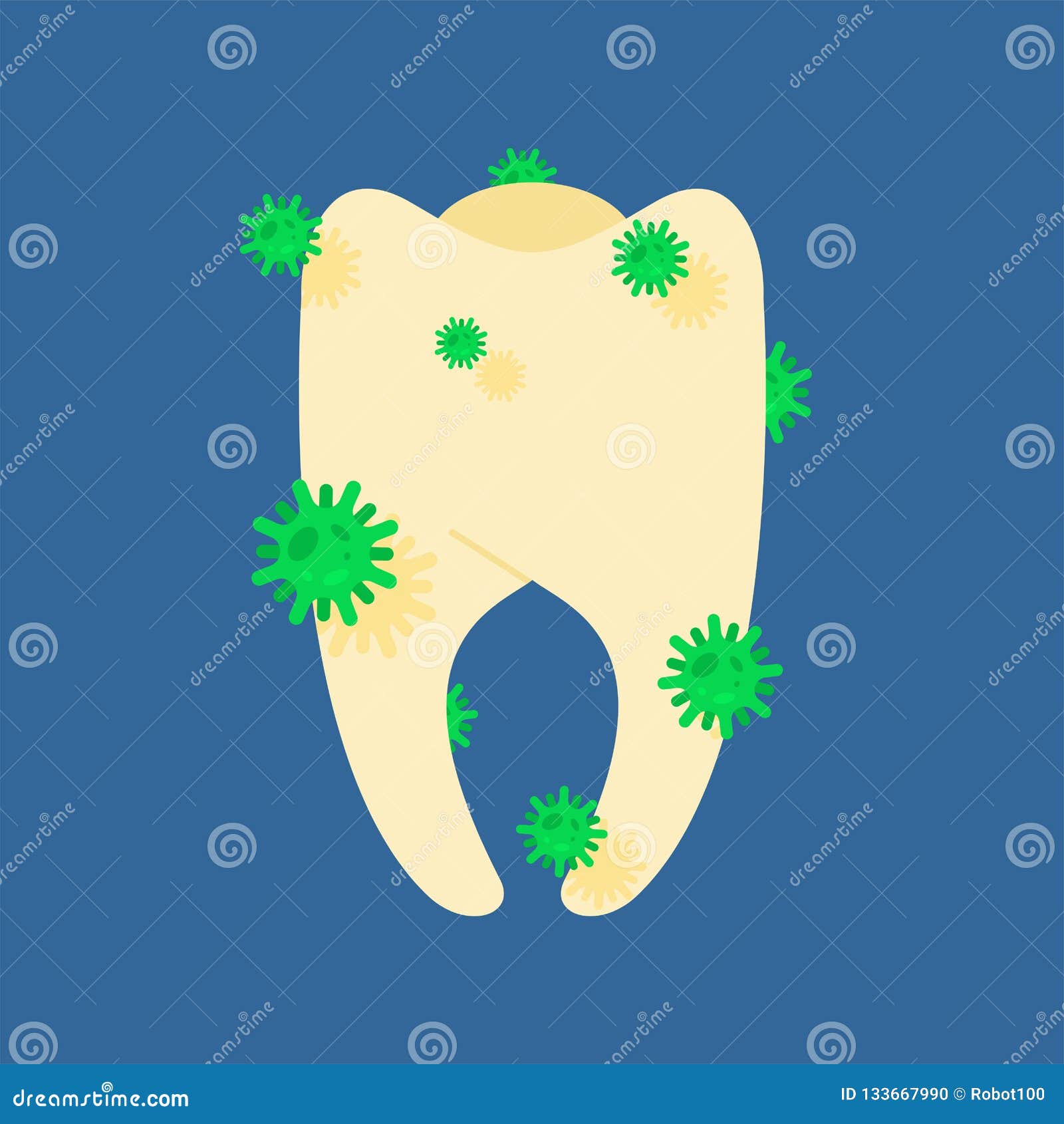 Sick Tooth Microbes and Bacteria. Diseased Teeth Stock Vector ...