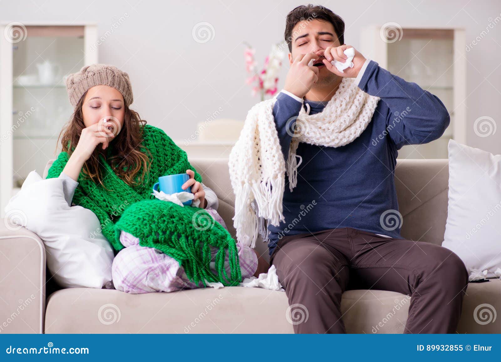 The Sick Wife and Husband at Home Stock Image - Image of caring ...