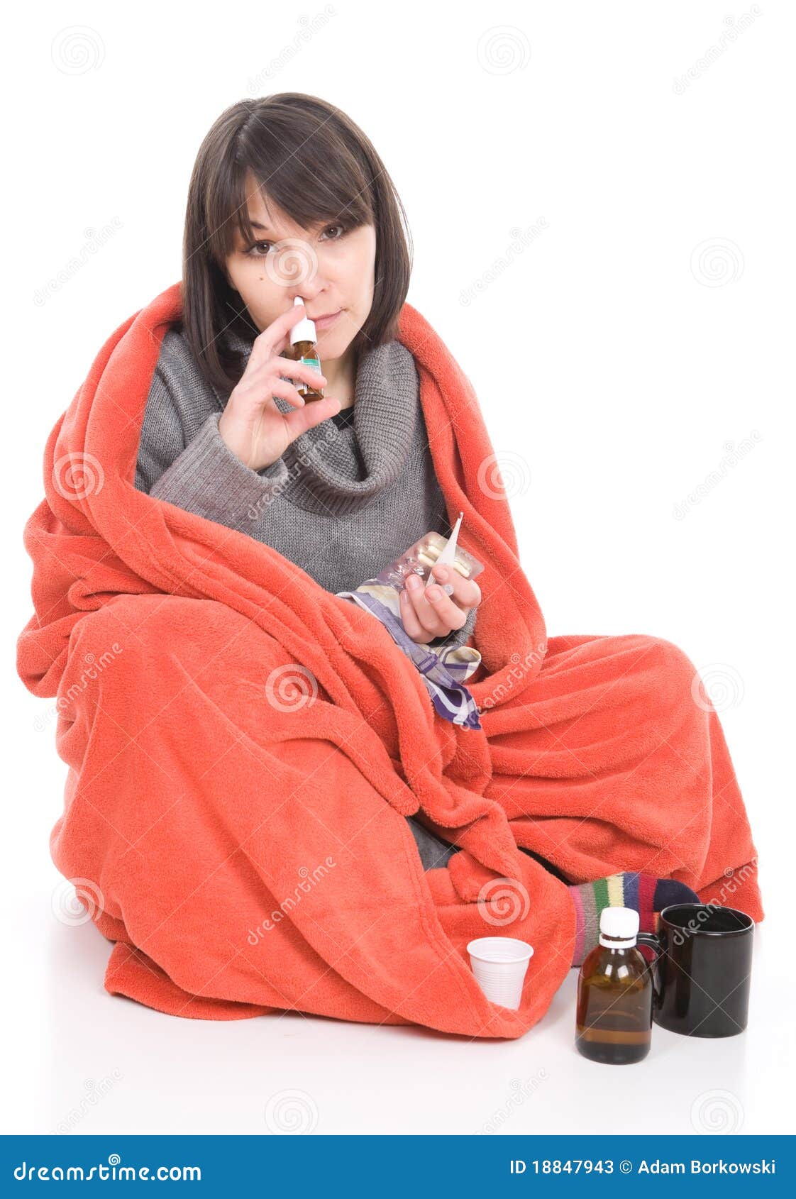 Sick woman stock image. Image of girl, blanket, peaked - 18847943