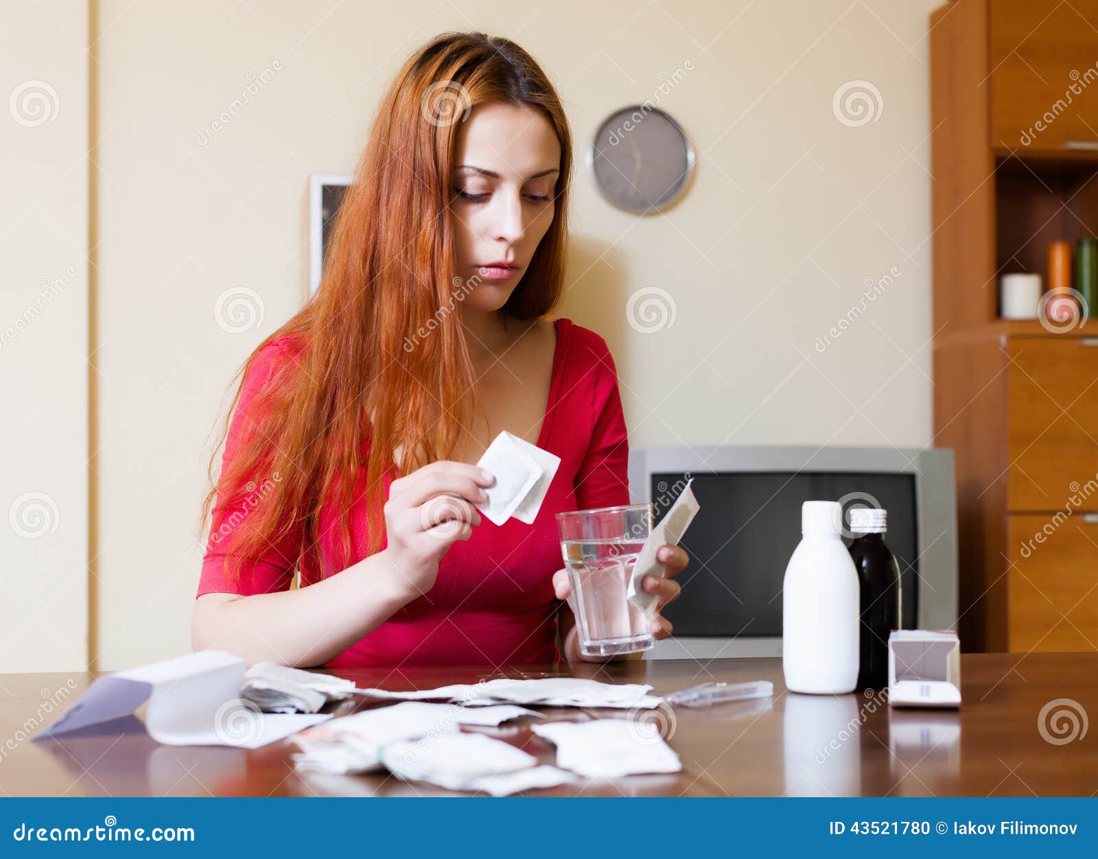 Sick Woman Brewing Herbal Tea Stock Photo - Image of drink, homecare ...