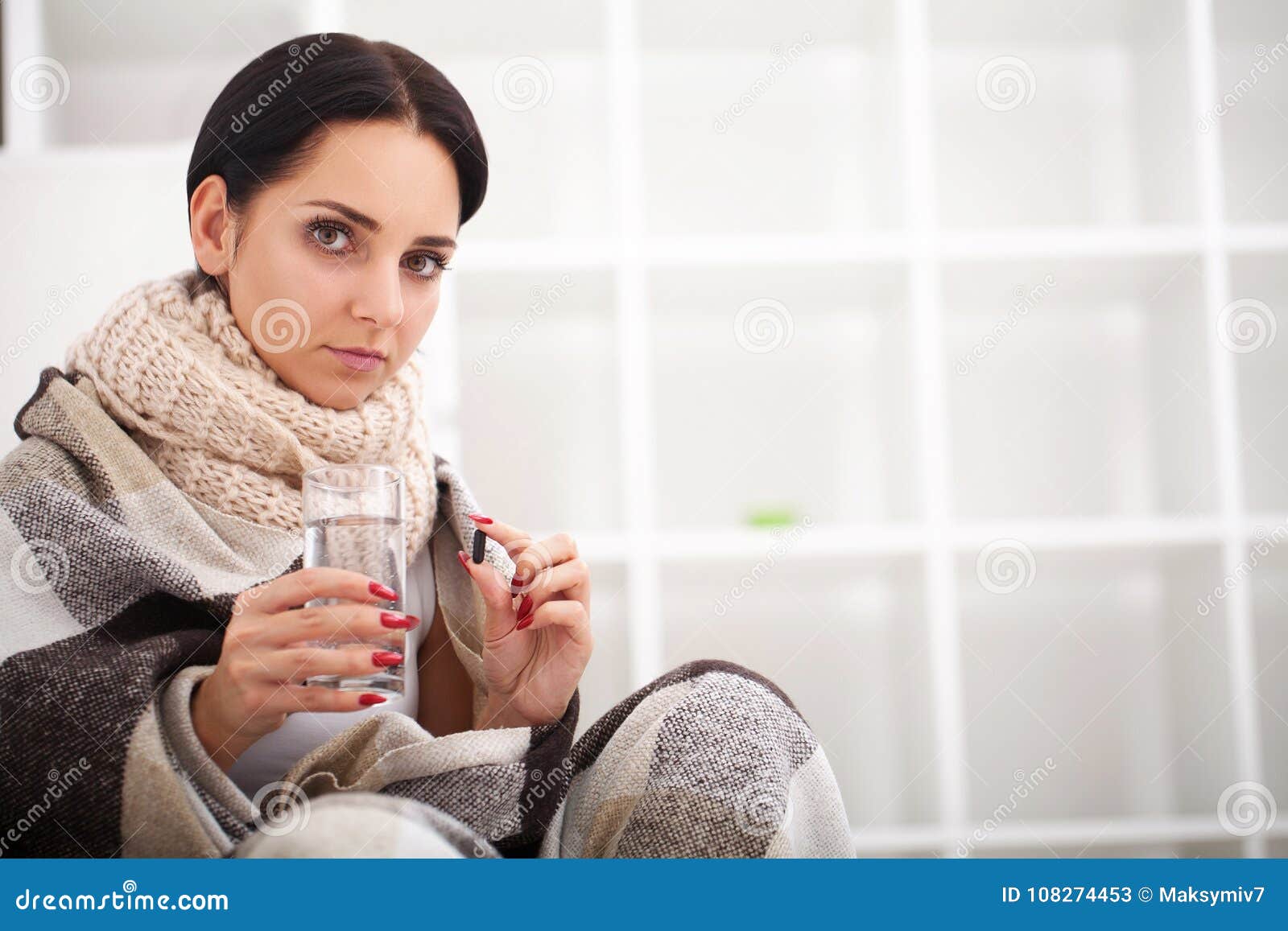 Sick Woman, Flu Woman. Caught Cold Stock Image - Image of cephalalgia ...