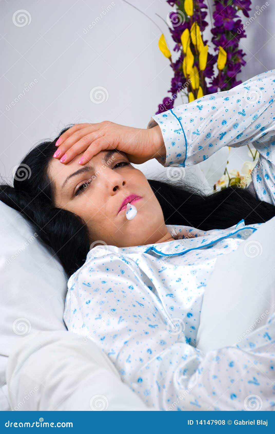 Sick Woman with Flu and Fever Stock Photo - Image of expression ...