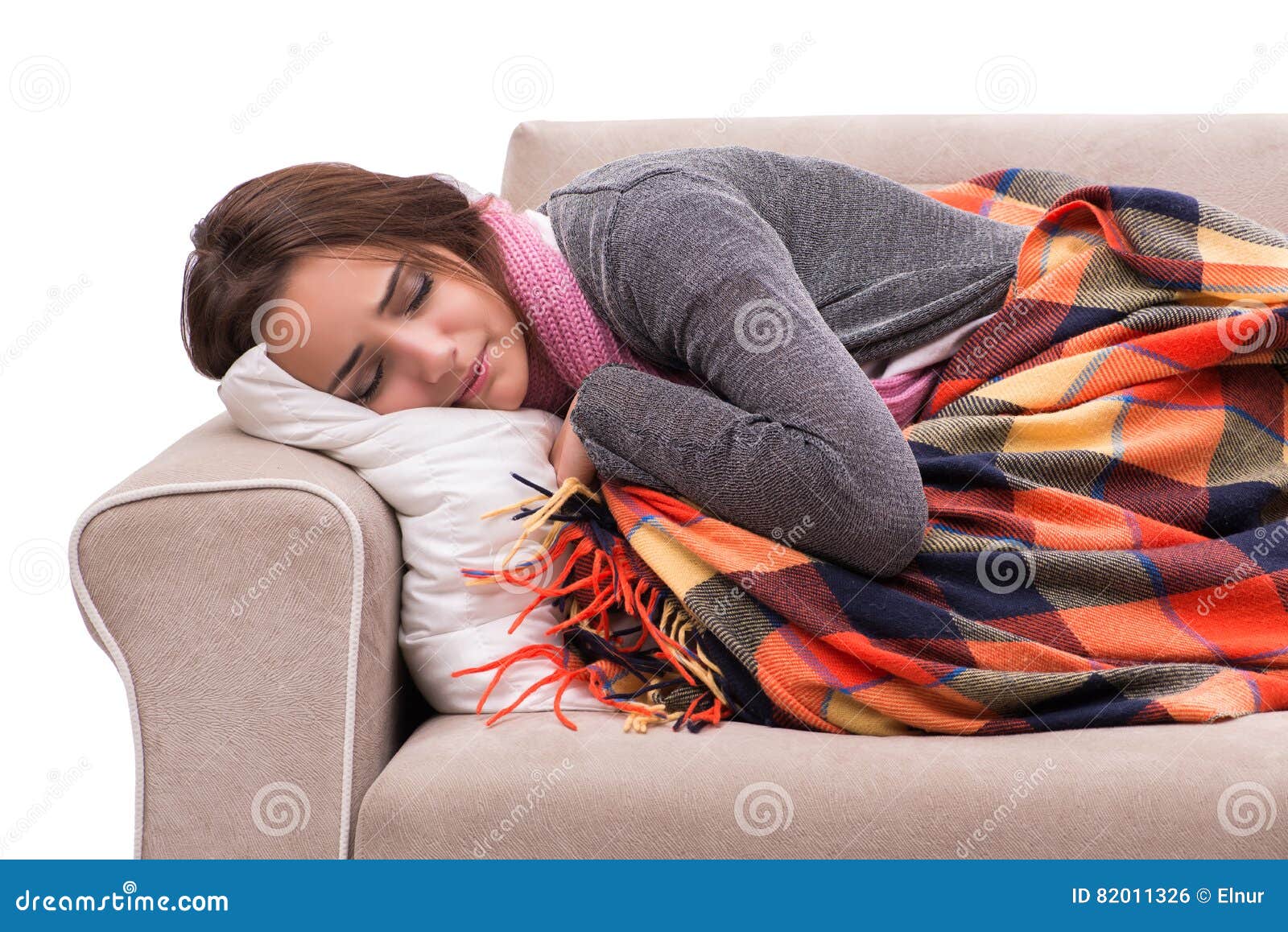 The Sick Woman Lying on the Sofa Stock Photo - Image of sore, home ...