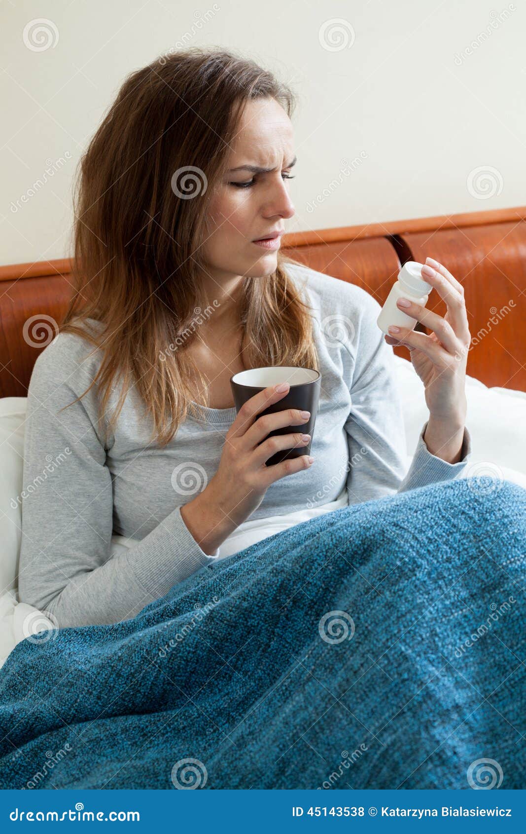 Sick woman resting in bed stock photo. Image of fever - 45143538