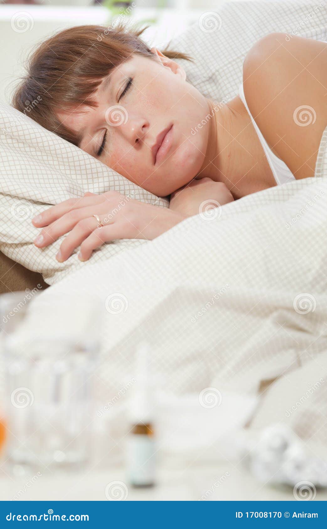 Sick woman sleeping stock photo. Image of medical, lying - 17008170