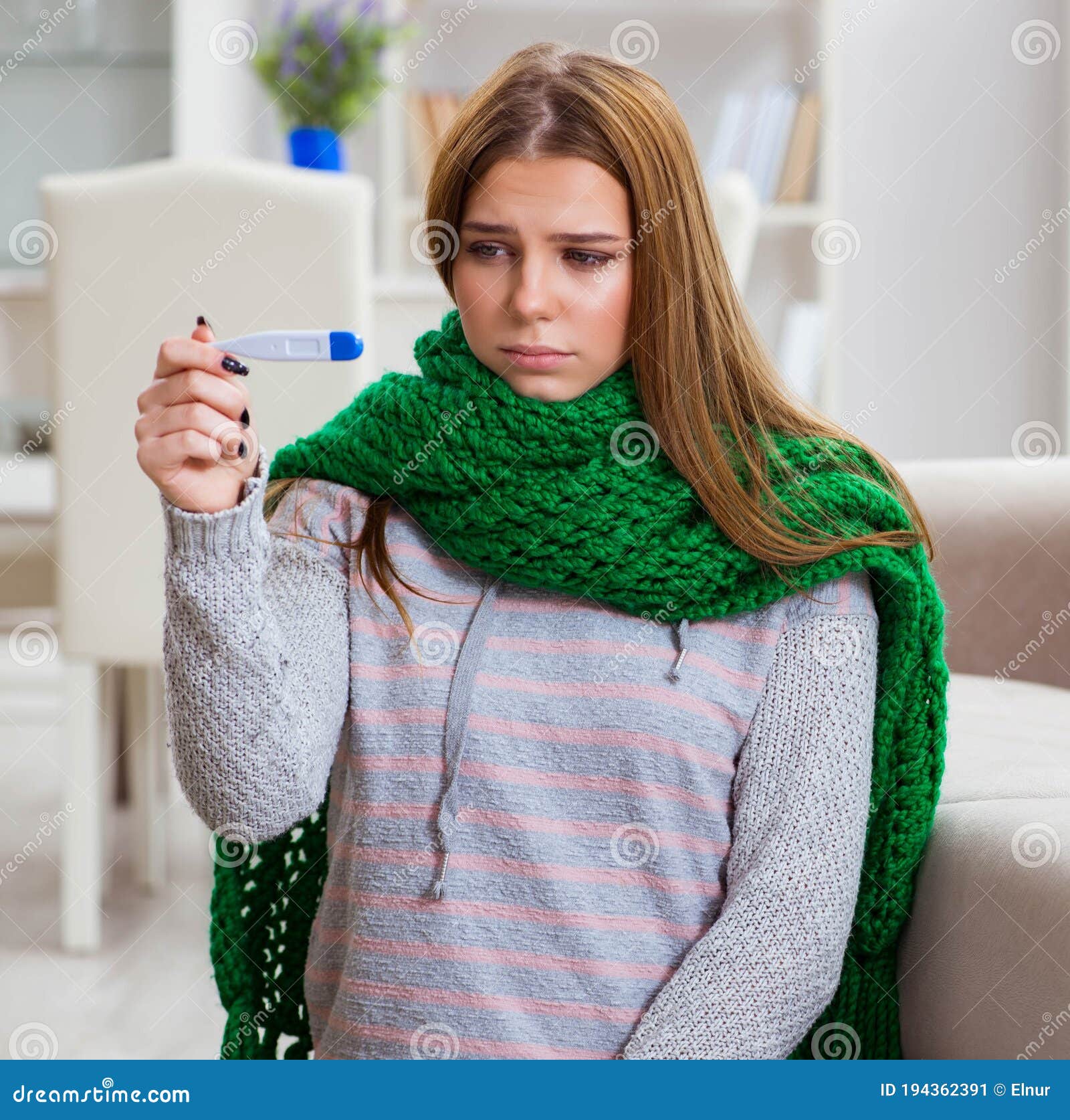 Sick Woman Suffering from Flu at Home Stock Image - Image of blowing ...