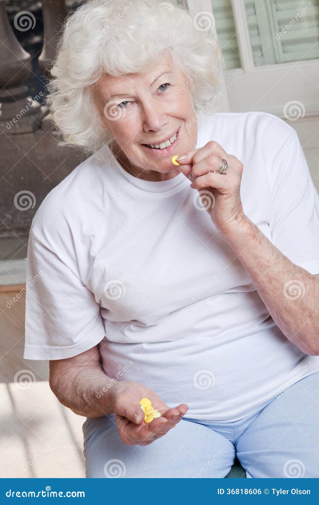 Sick Woman Taking Her Pills Stock Photo - Image of home, tablets: 36818606