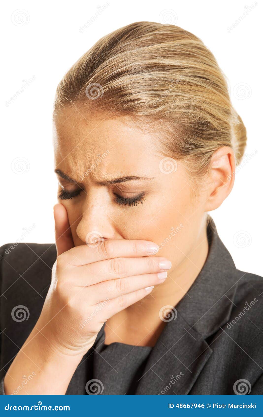 Sick woman about to vomit stock photo. Image of poisoning - 48667946